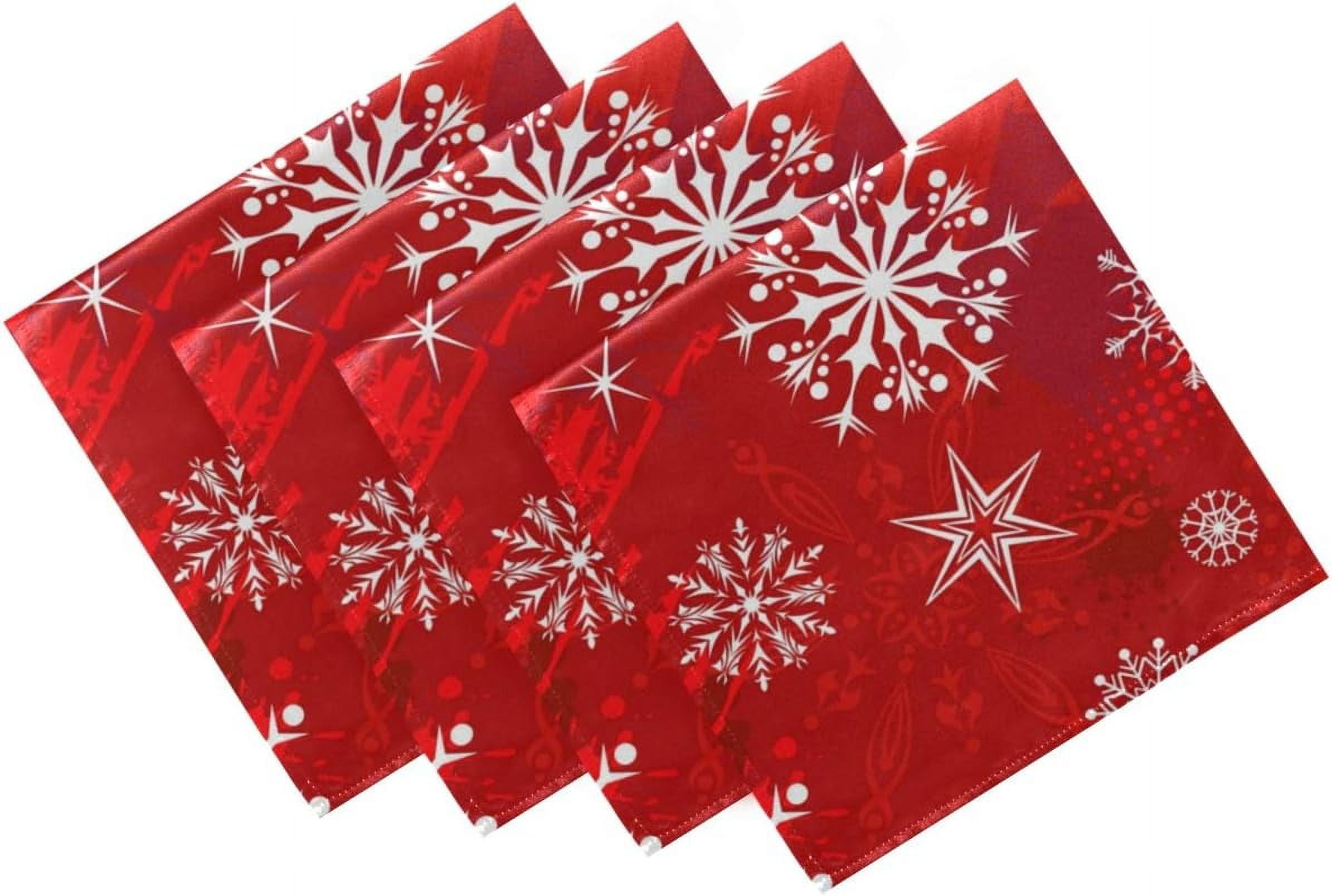 GZHJMY Beautiful Christmas Decor Snowflake Pattern Cloth Napkins, Set ...