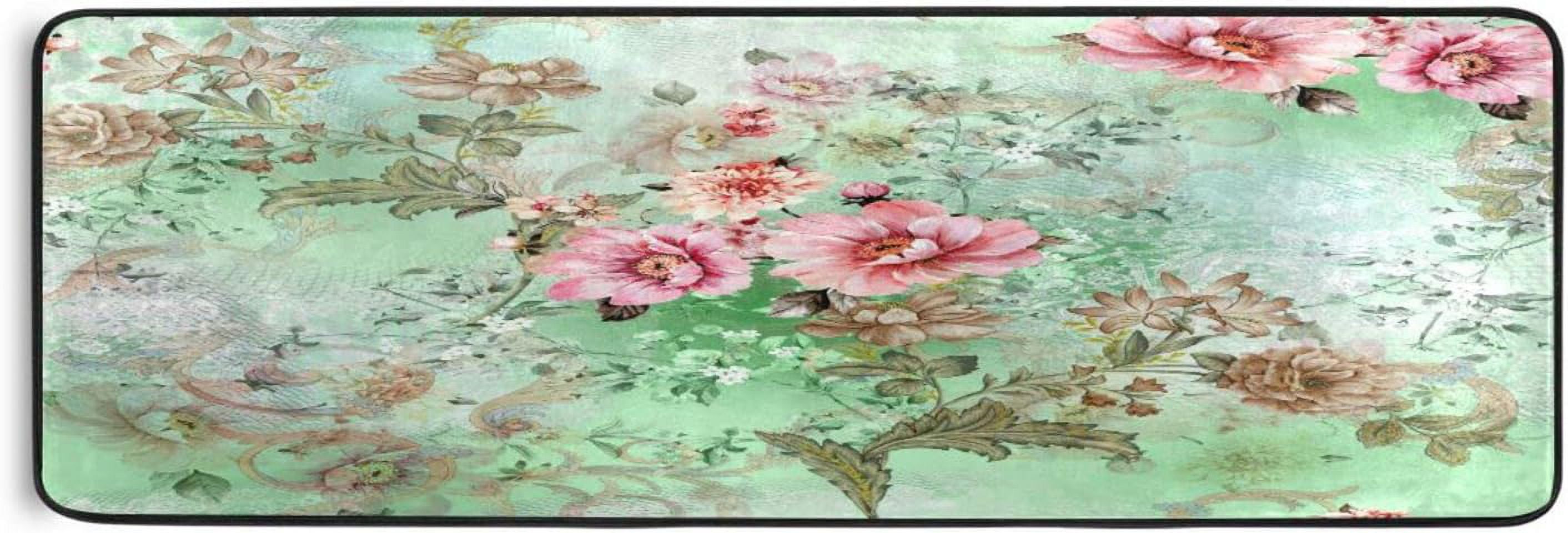 GZHJMY Beautiful Floral Pattern Area Rug - 2' x 6' Washable Runner Rugs ...