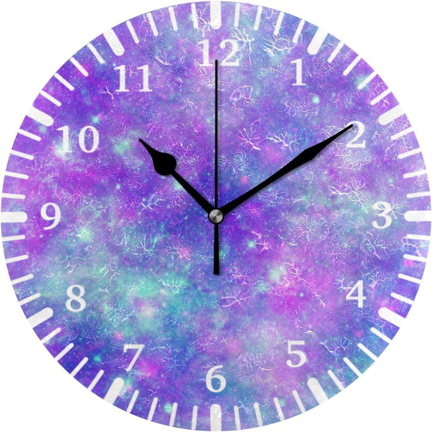 GZHJMY Beautiful Galaxy Wall Clock,Silent Non Ticking 10 Inch Battery ...