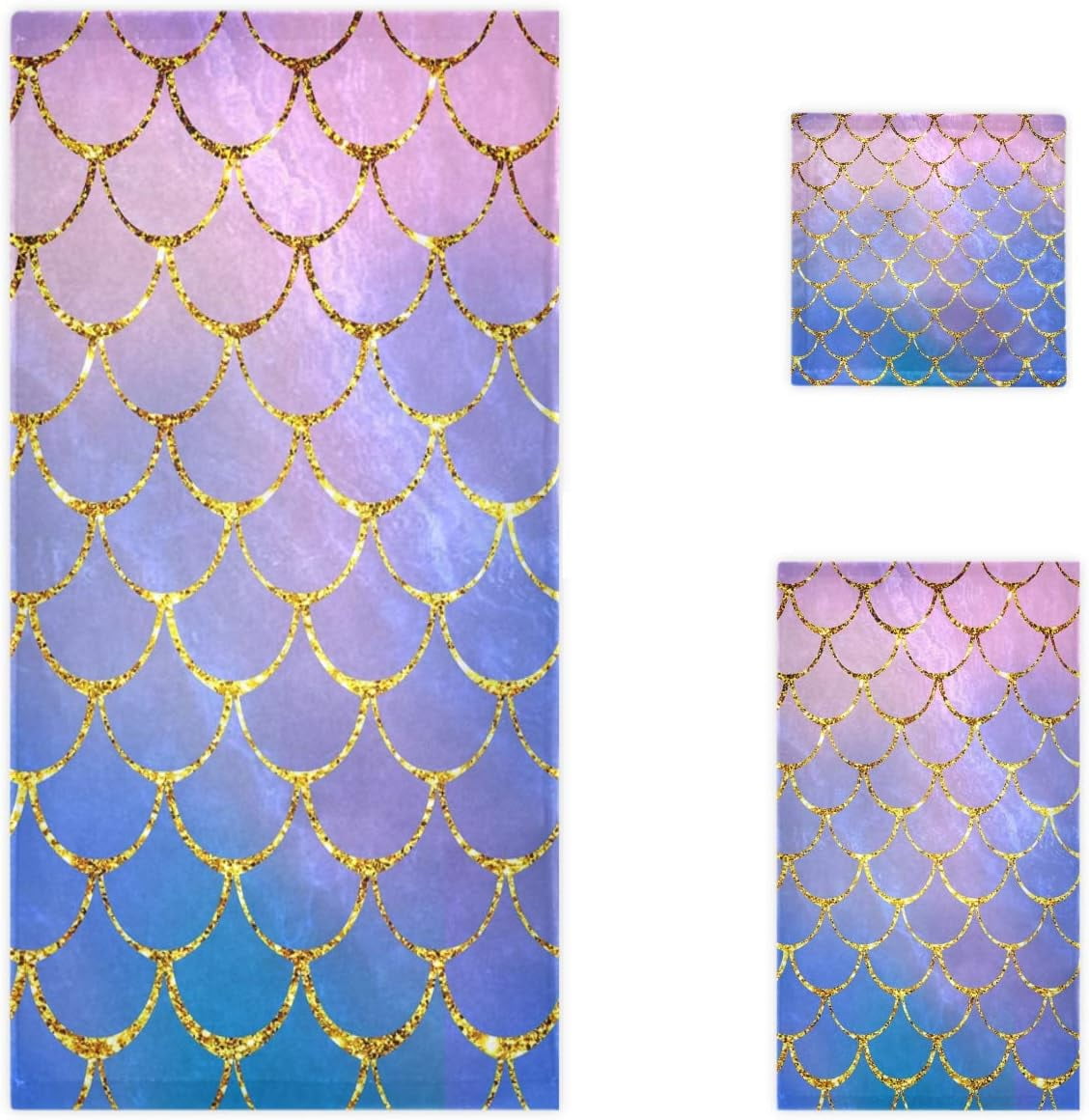 GZHJMY Beautiful Golden Mermaid Fish Scales Print Soft Luxury ...