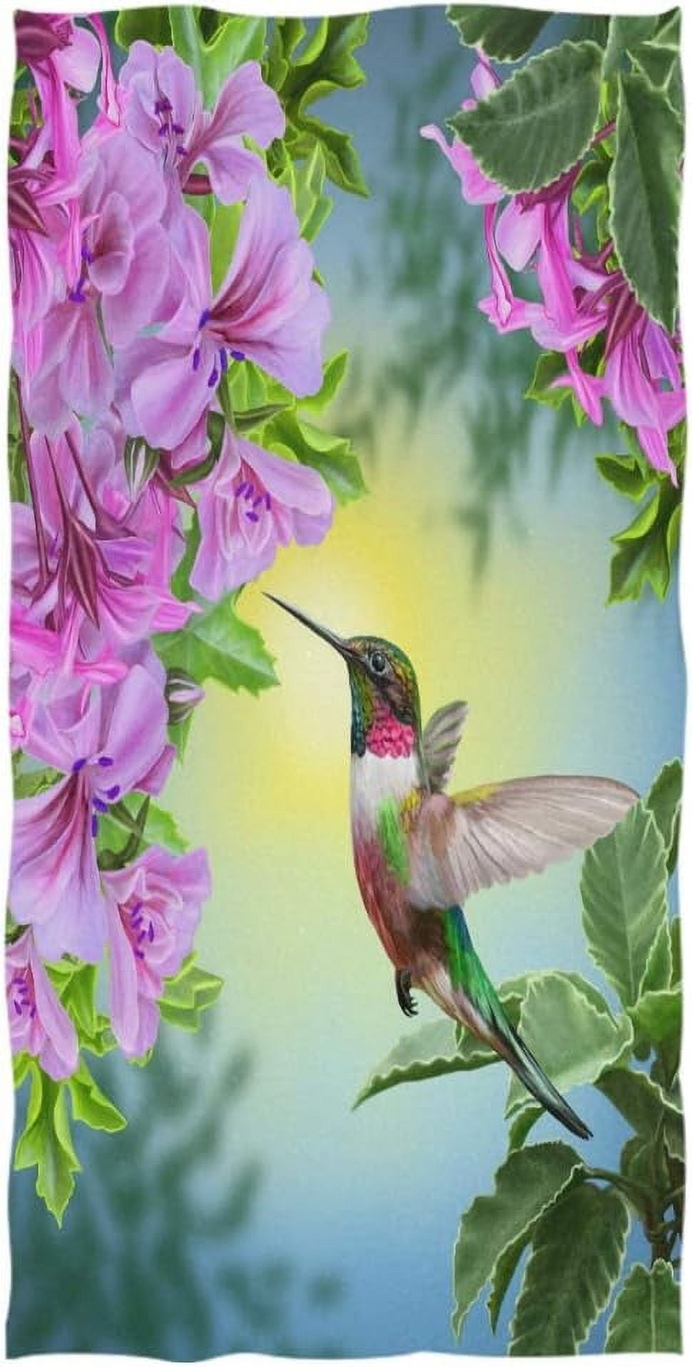 GZHJMY Beautiful Hummingbird Tit in Flowers Soft Bath Towel Highly ...