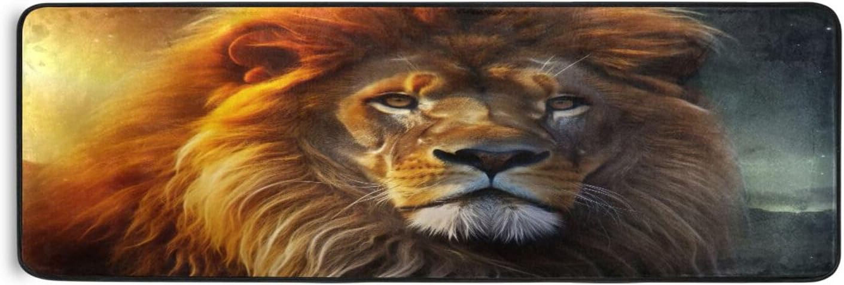GZHJMY Beautiful Lion Area Rug - 2' x 6' Washable Runner Rugs with ...