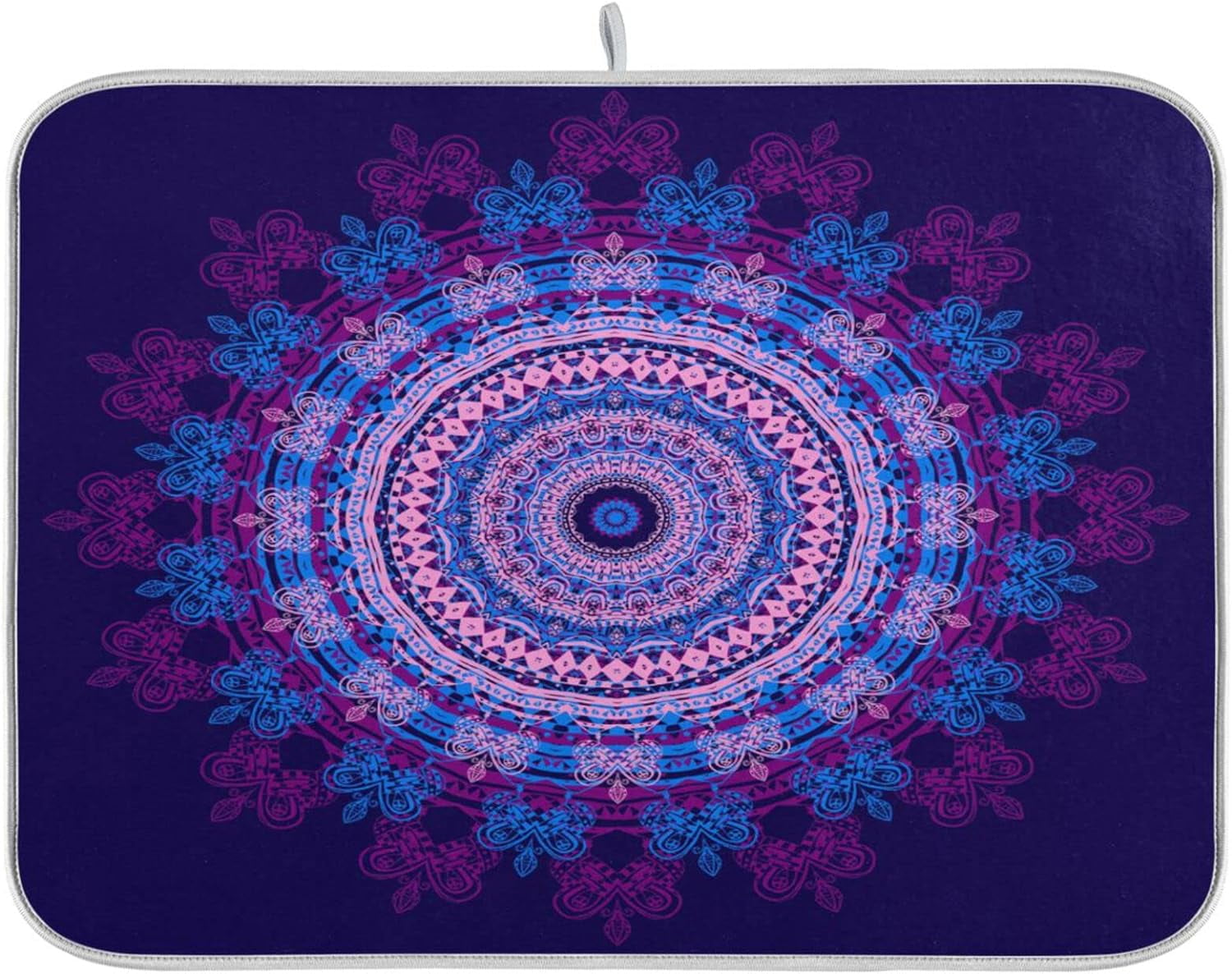 GZHJMY Beautiful Mandala Purple Absorbent Dish Drying Mat Microfiber ...
