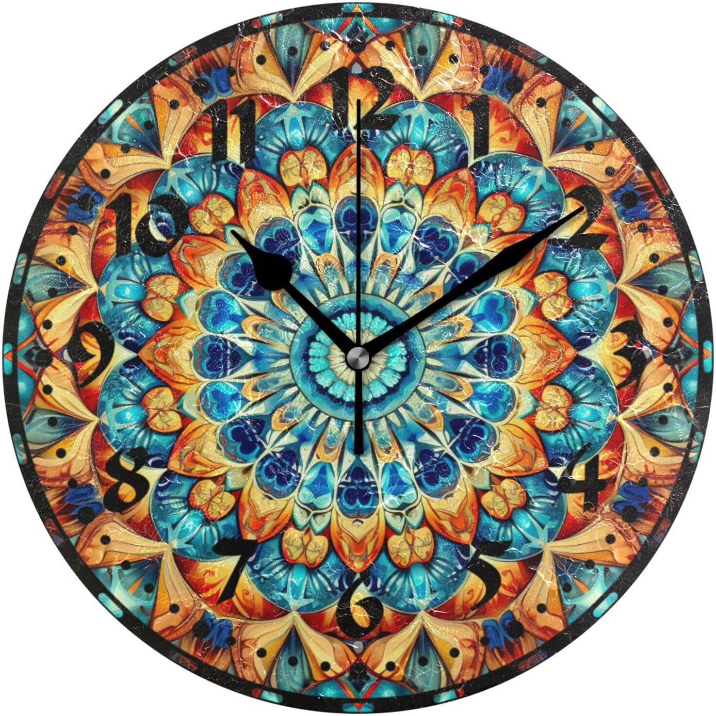 GZHJMY Beautiful Mandala Wall Clock, PVC Silent Non Ticking 10 Inch Battery Operated Wall Clocks ...