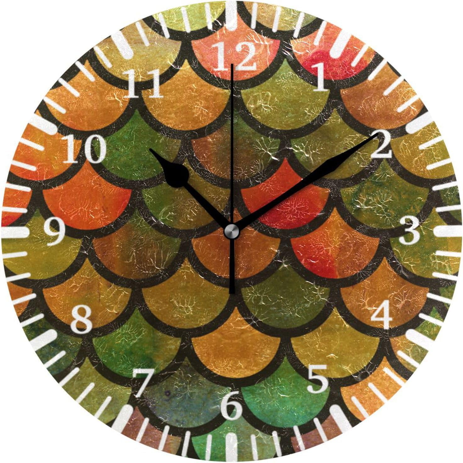 GZHJMY Beautiful Mermaid Wall Clock,Silent Non Ticking 10 Inch Battery ...