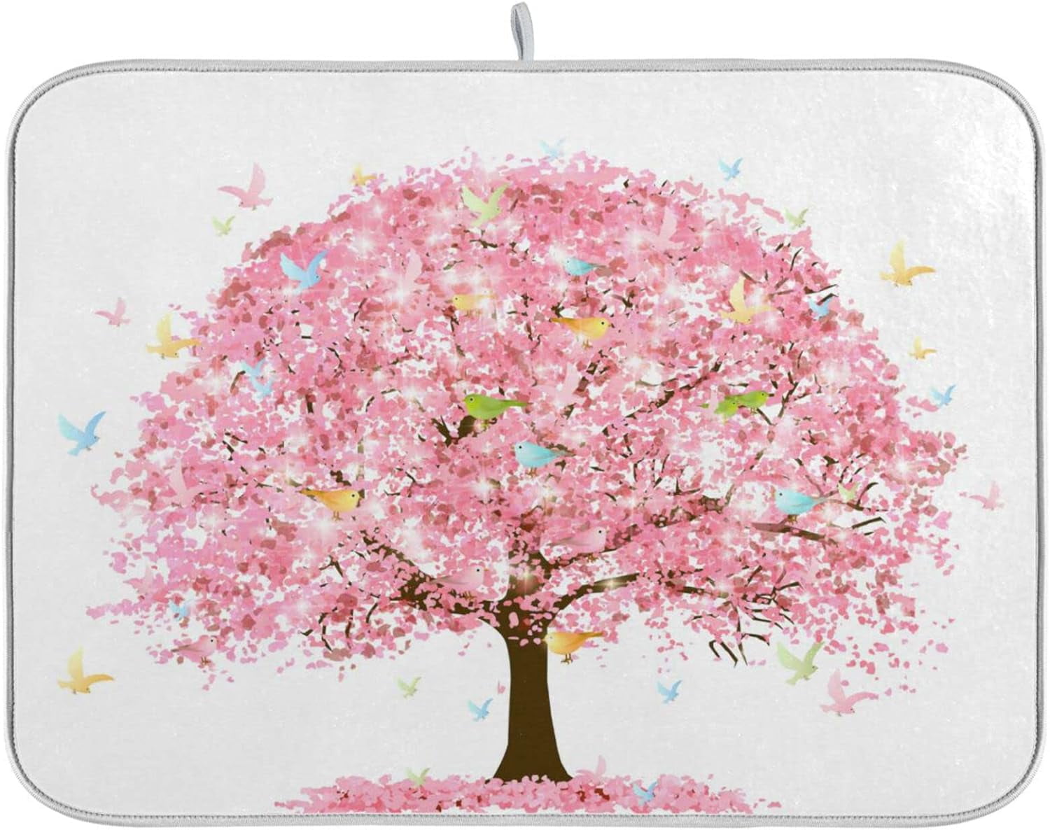 GZHJMY Beautiful Pink Cherry Tree Butterflies Absorbent Dish Drying Mat ...