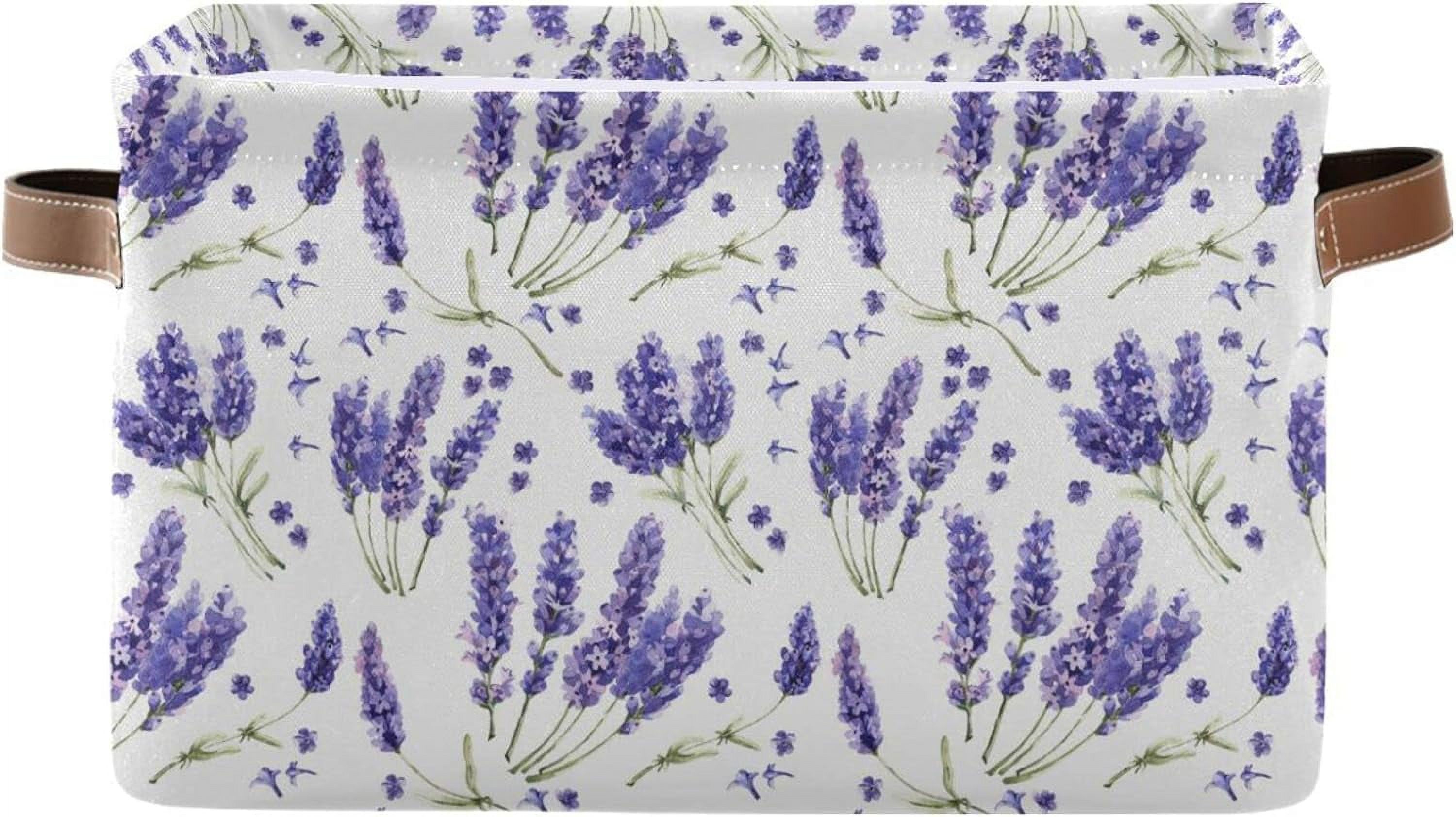 GZHJMY Beautiful Purple Lavender Shelf Storage Baskets, Foldable Fabric ...