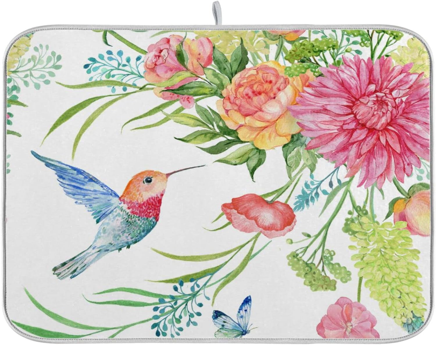 GZHJMY Beautiful Spring Hummingbirds Butterfly Flowers Absorbent Dish ...