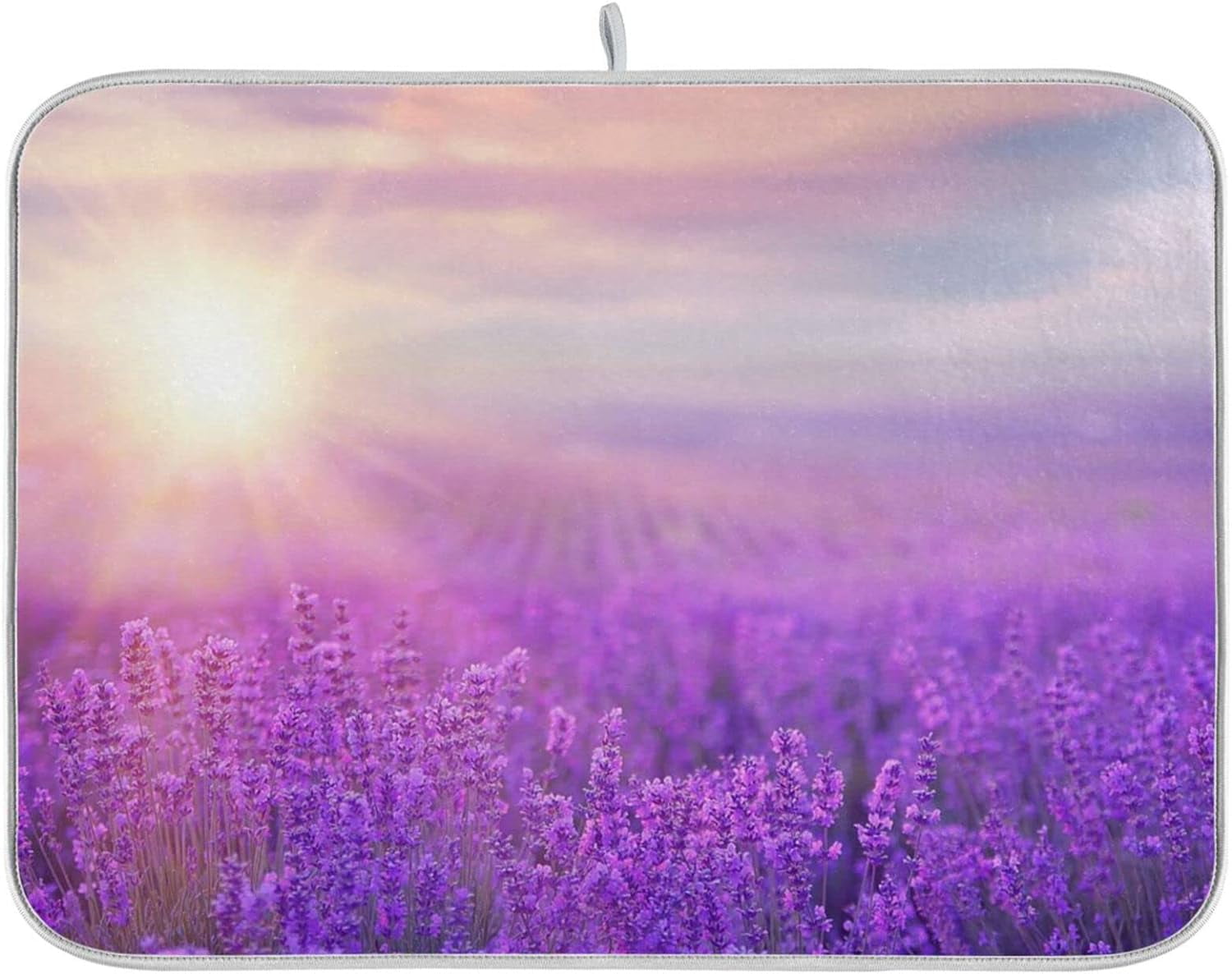 GZHJMY Beautiful Summer Lavender Field Absorbent Large Dish Drying Mat ...