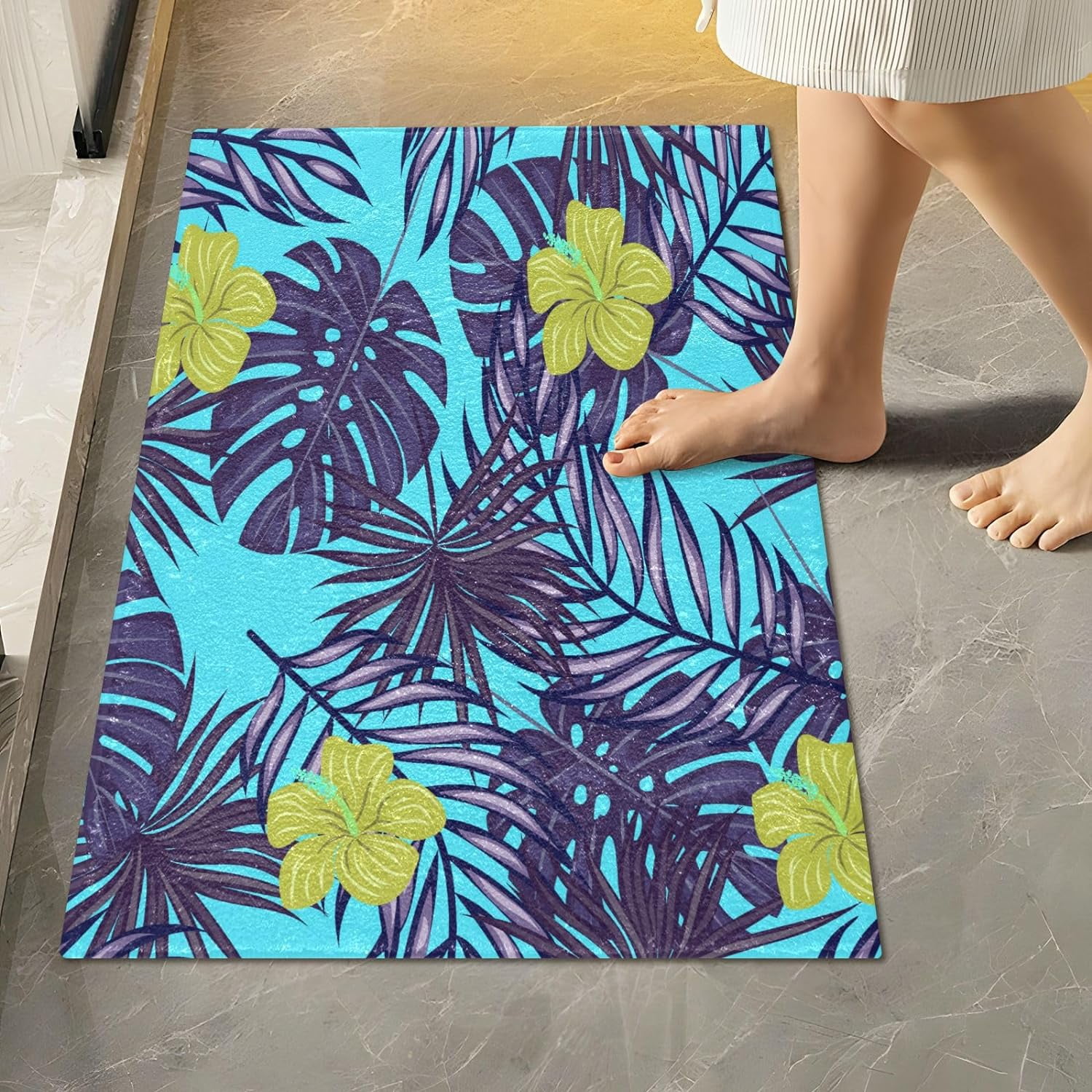 GZHJMY Beautiful Tropical Plants Palm Leaves Flowers Bathroom Rug 24"× ...