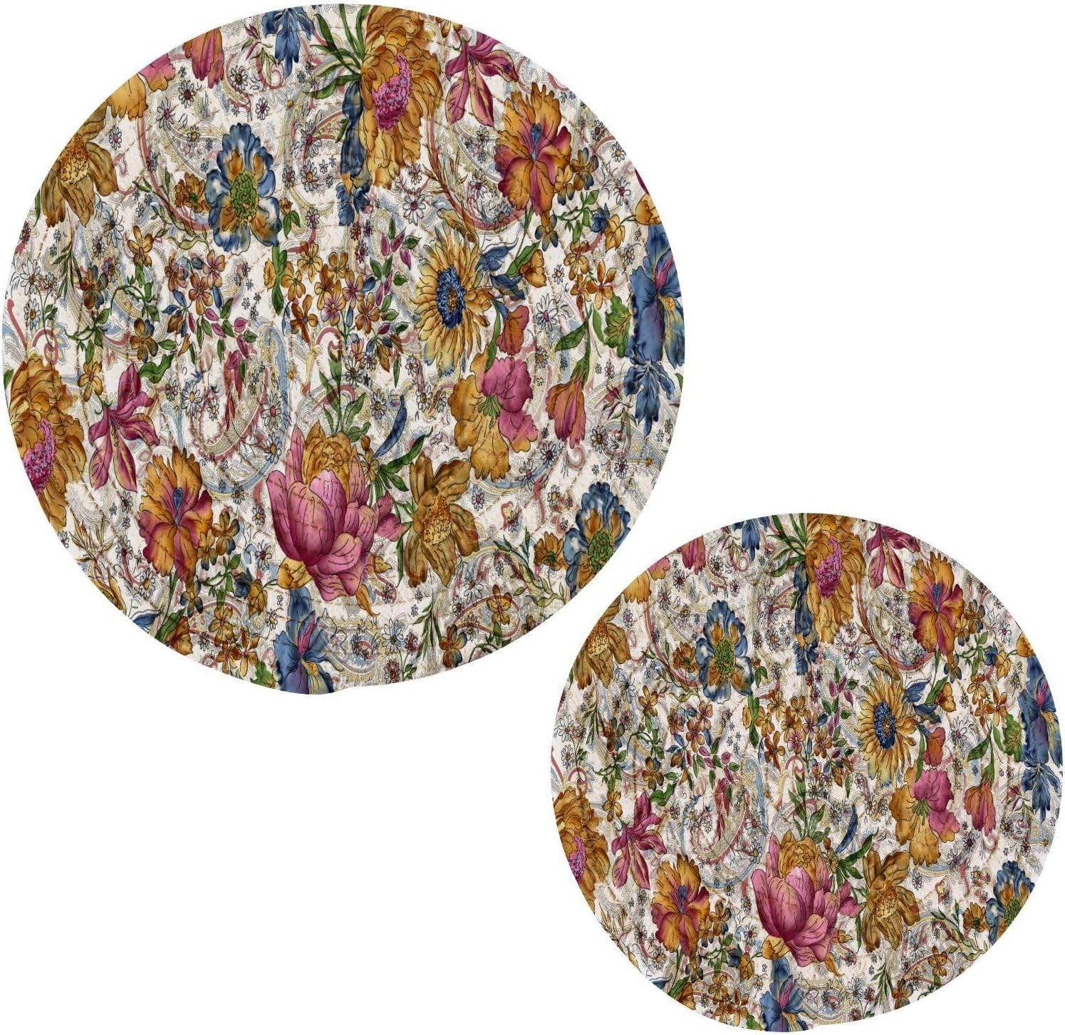 GZHJMY Beautiful Watercolor Flowers Placemats Set of 2, Woven Washers ...