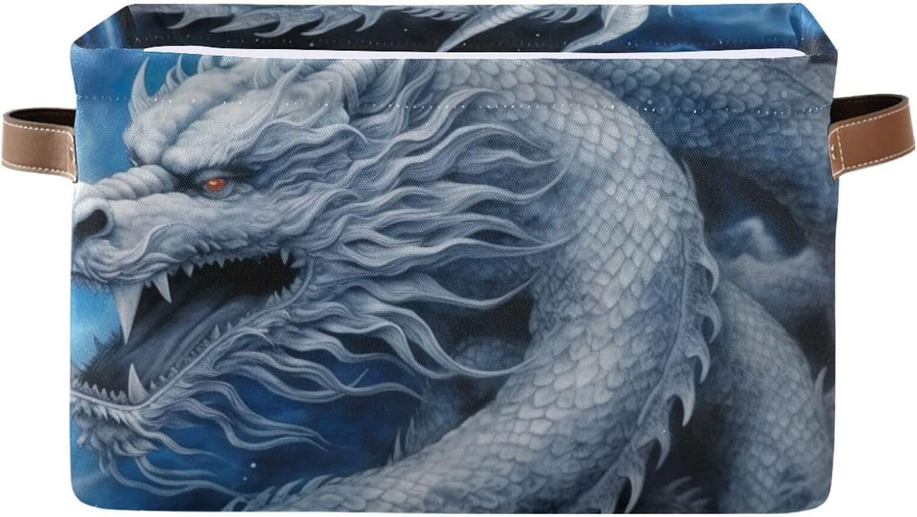 GZHJMY Beautiful White Dragon Storage Bins Foldable Canvas Fabric ...