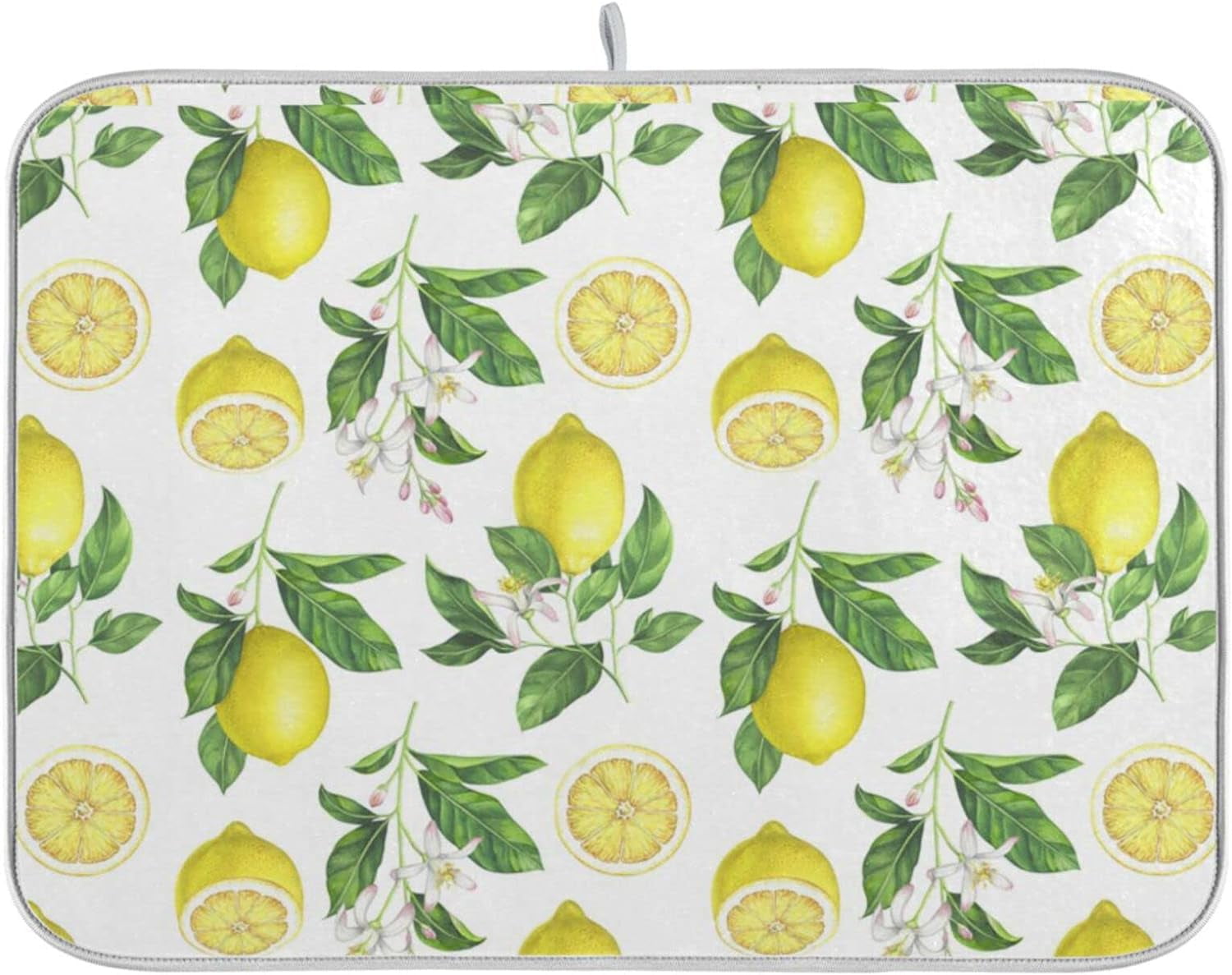 GZHJMY Beautiful Yellow Lemons Leaves Floral Absorbent Dish Drying Mat ...