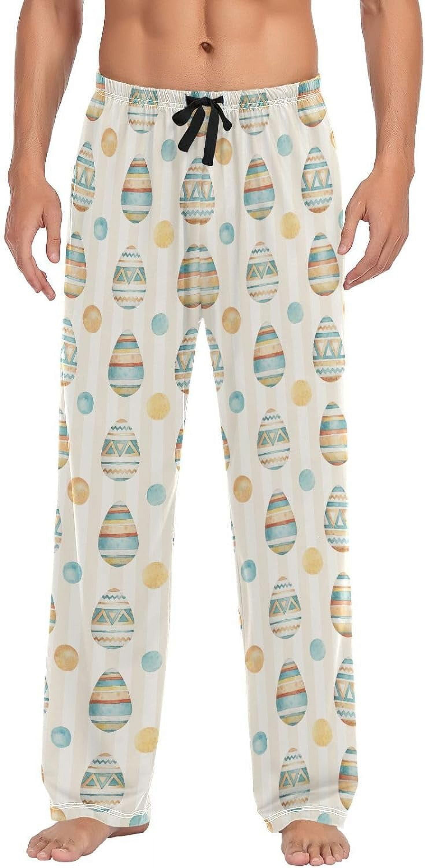 GZHJMY Beige Cartoon Easter Eggs Men's Pajama Pants, Soft and ...