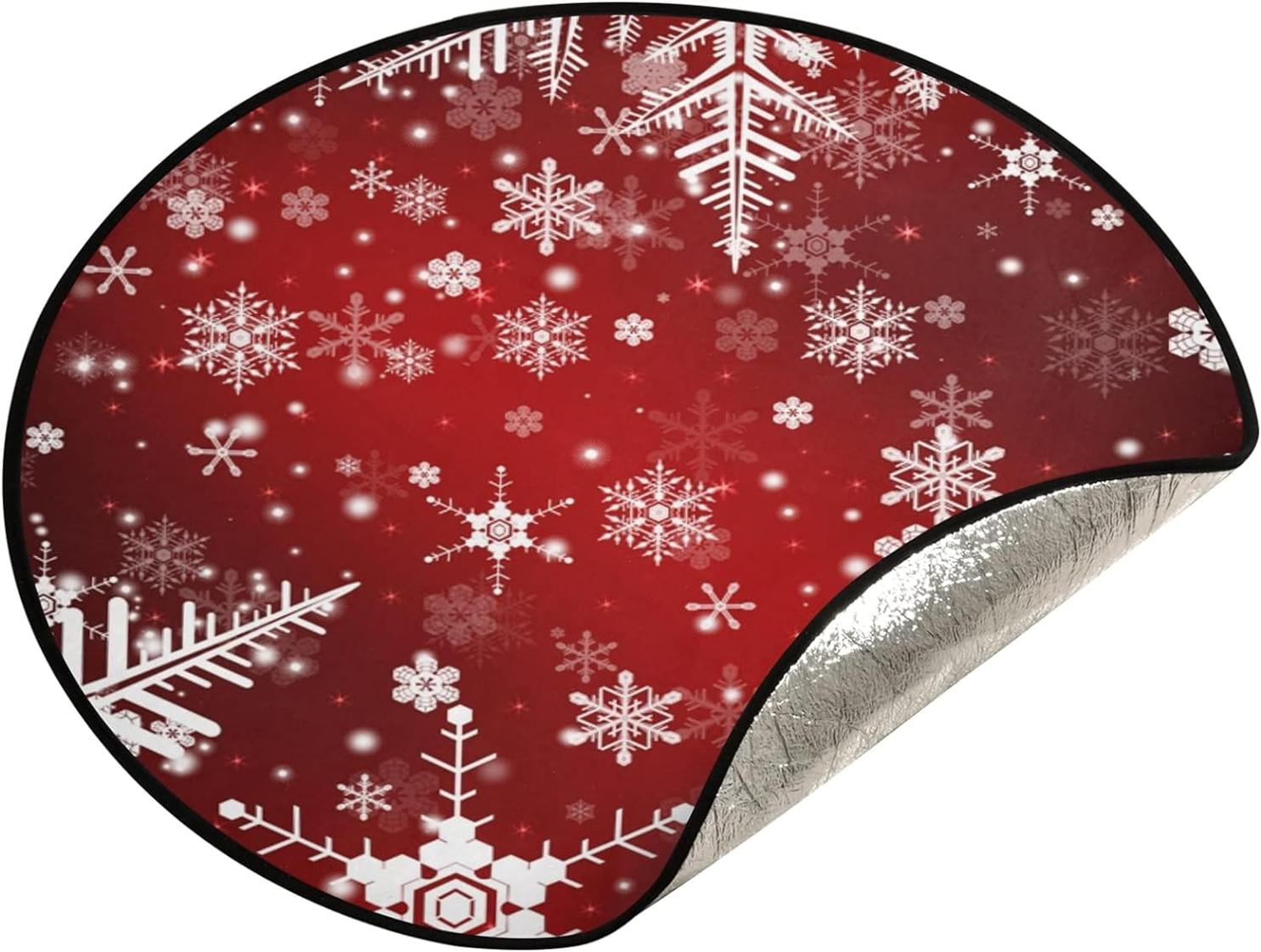 GZHJMY Big Snowflake Christmas Tree Mat, Round Christmas Tree Stand Mat ...