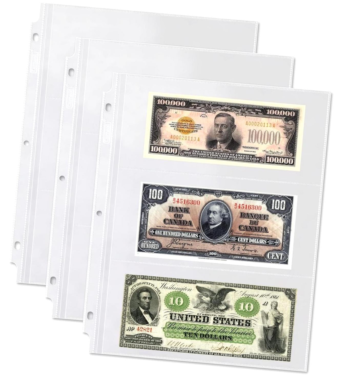 GZHJMY Binder Currency Sleeves for Collectors - (50 Pack), Acid-Free 3 ...