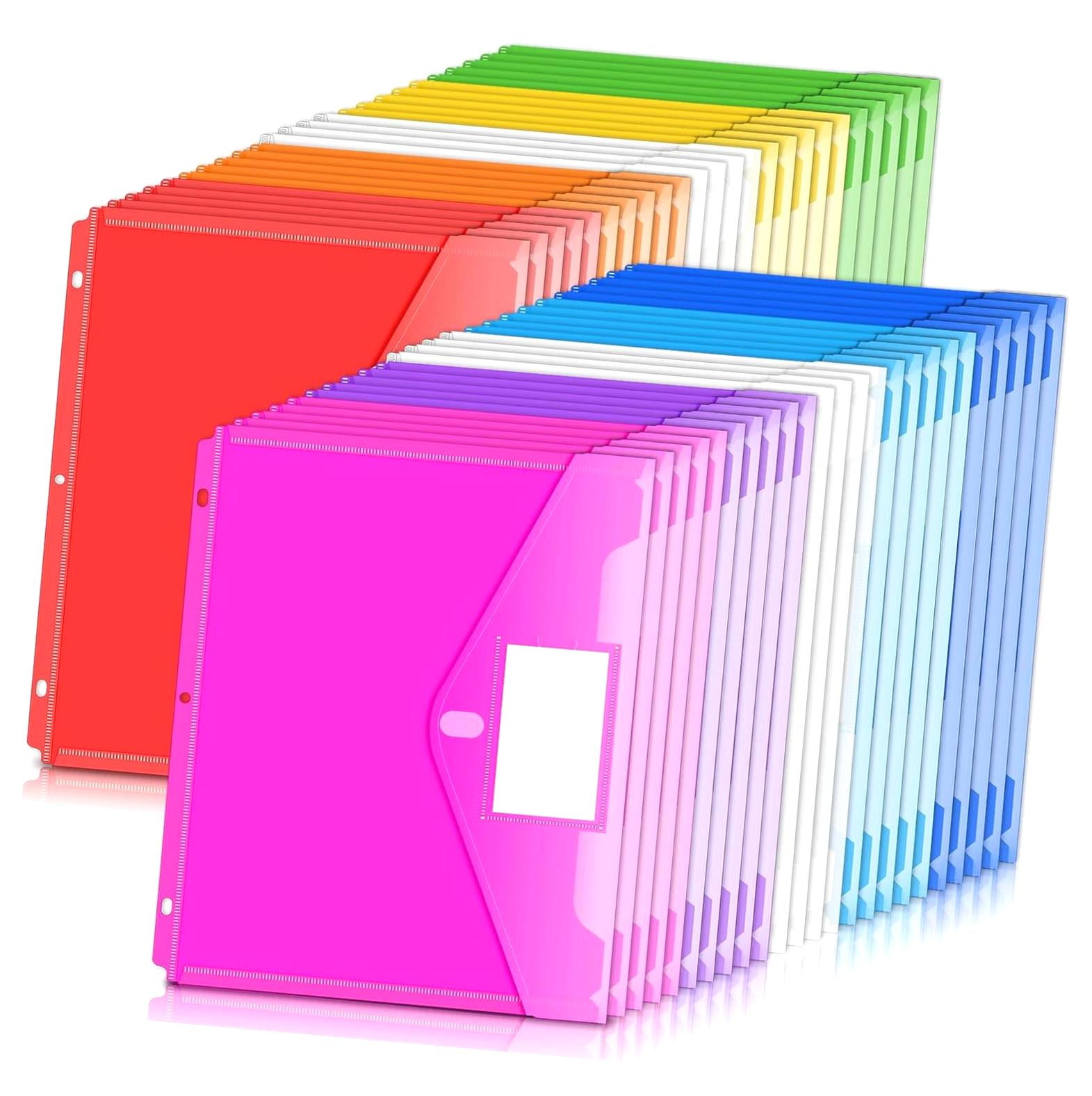 GZHJMY Binder Pocket, 48 Pack Binder Pocket with Secure Closure, Side ...
