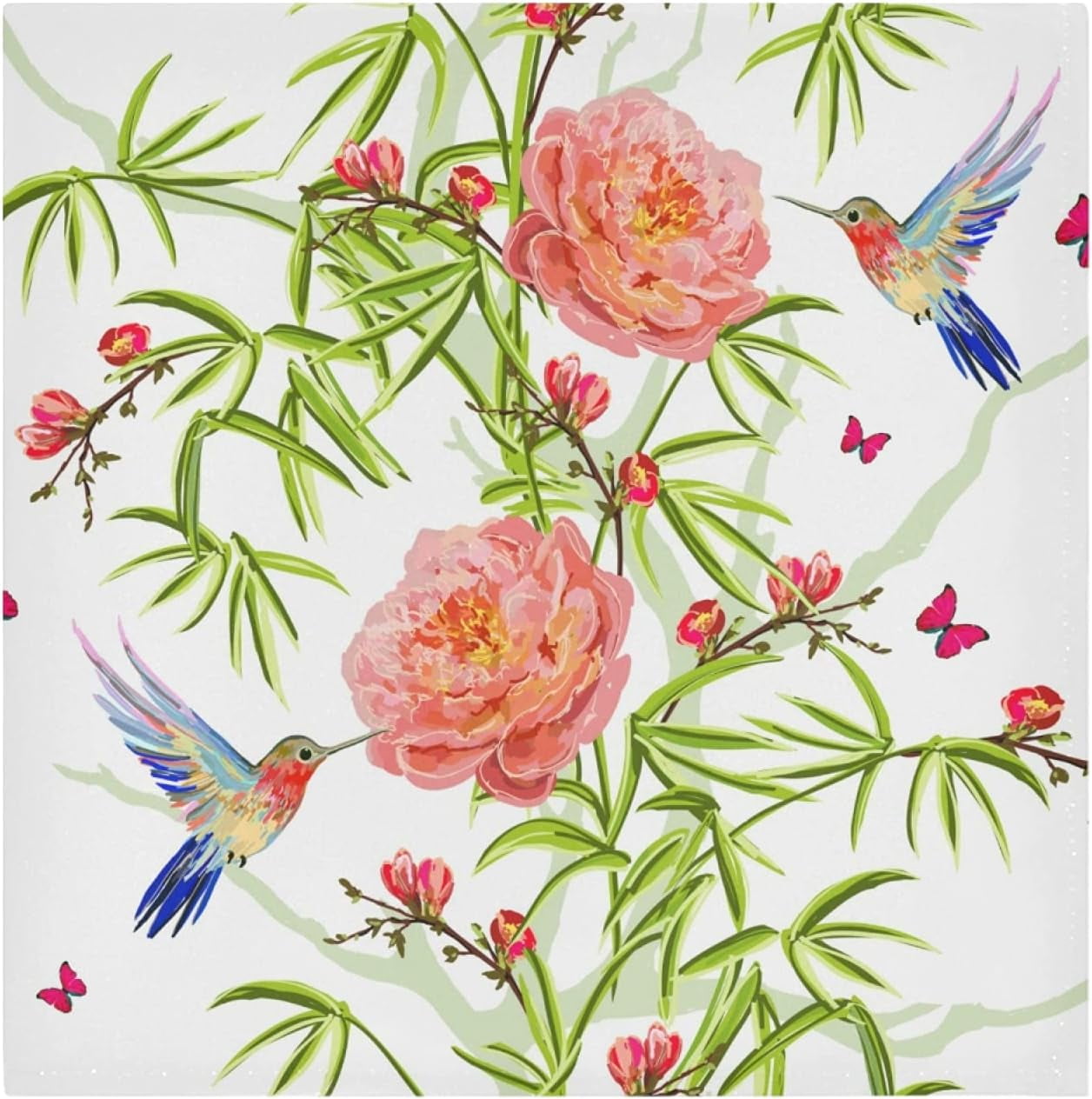 GZHJMY Bird Floral Cloth Napkin Hummingbird Butterfly Spring Green ...