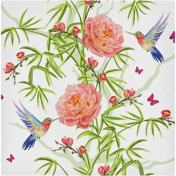 GZHJMY Bird Floral Cloth Napkin Hummingbird Butterfly Spring Green ...