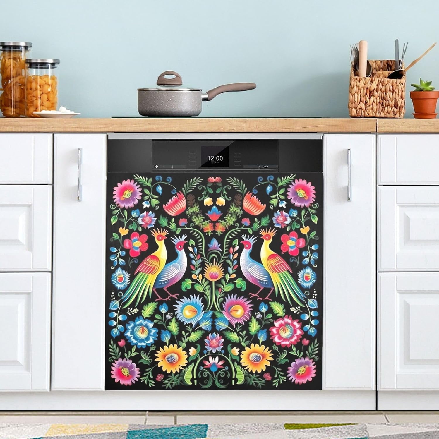 GZHJMY Bird Flower Dishwasher Magnet Cover Dishwasher Front Door Cover ...