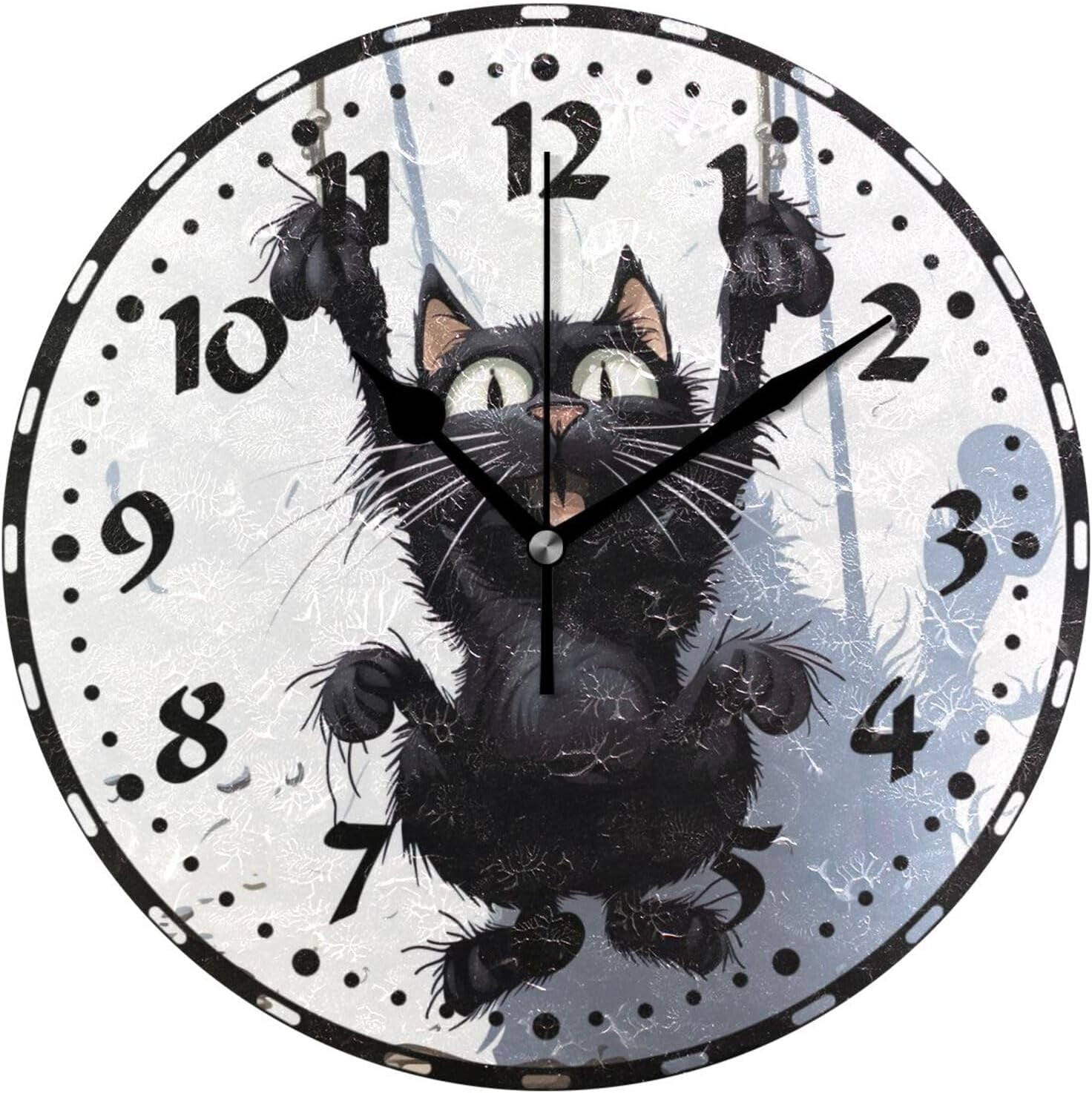 GZHJMY Black Cat on Wall Wall Clock, PVC Silent Non Ticking 10 Inch Battery Operated Wall Clocks ...