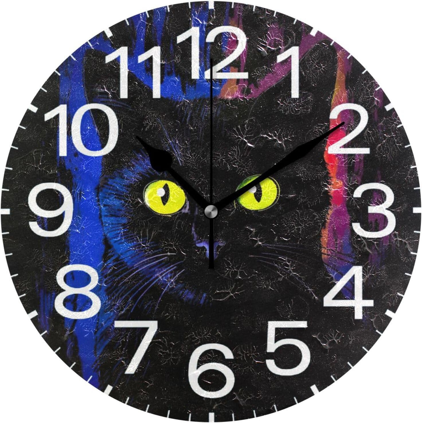 GZHJMY Black Cat Wall Clock, Silent Non Ticking 10 Inch Battery Operated Wall Clocks, Easy to ...