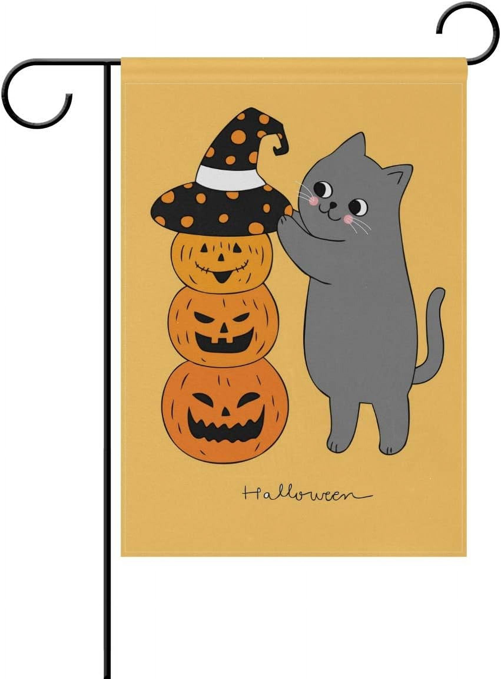 GZHJMY Black Cat and Pumpkin Garden Flag Yard Banner Polyester for Home ...