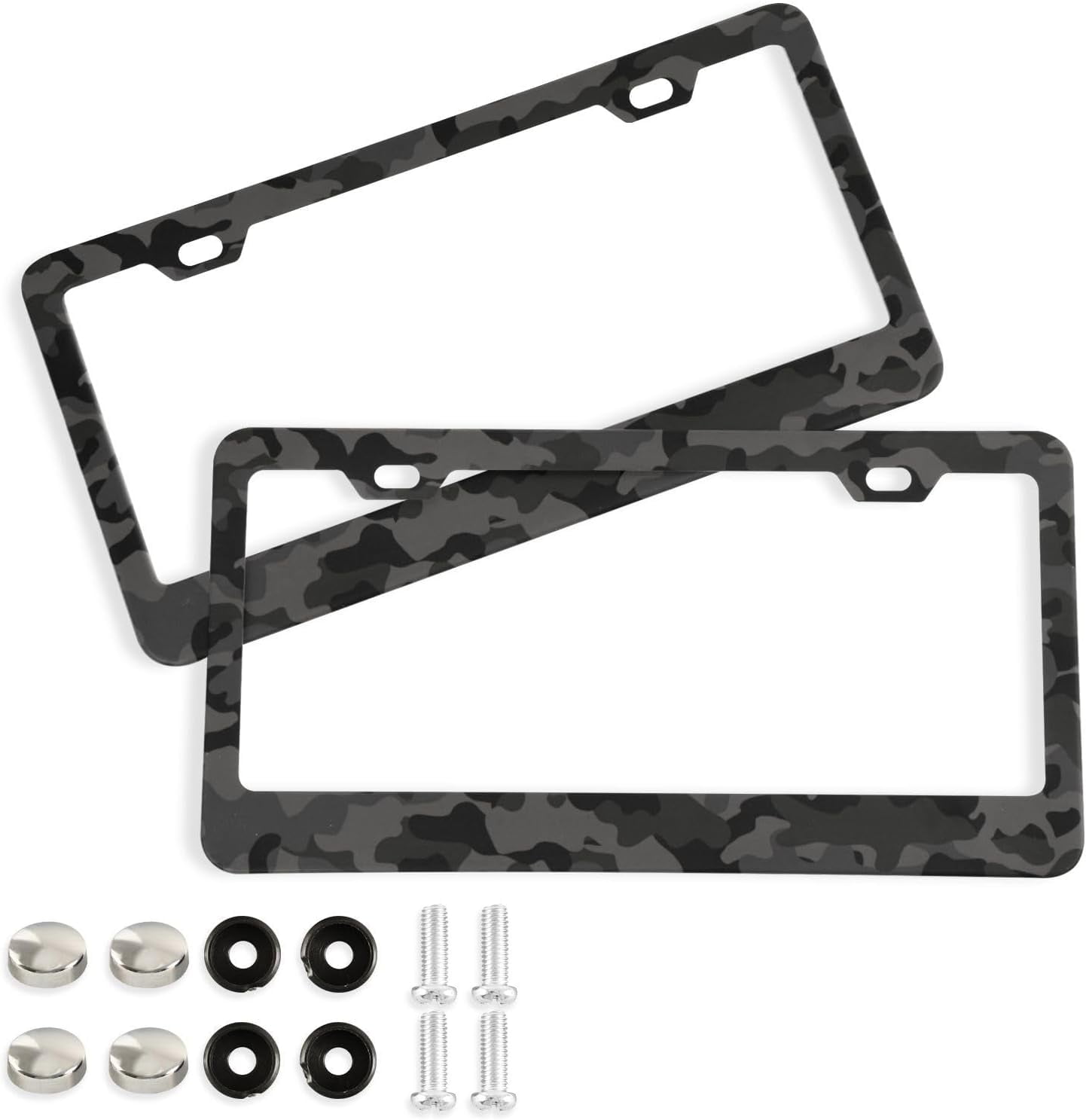 GZHJMY Black Grey Leopard Print Car License Plate Frame, 2 Pack ...