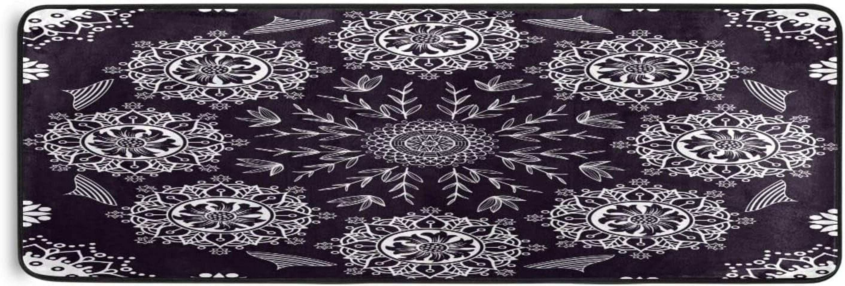GZHJMY Black Mandala Area Rug - 2' x 6' Washable Runner Rugs with ...