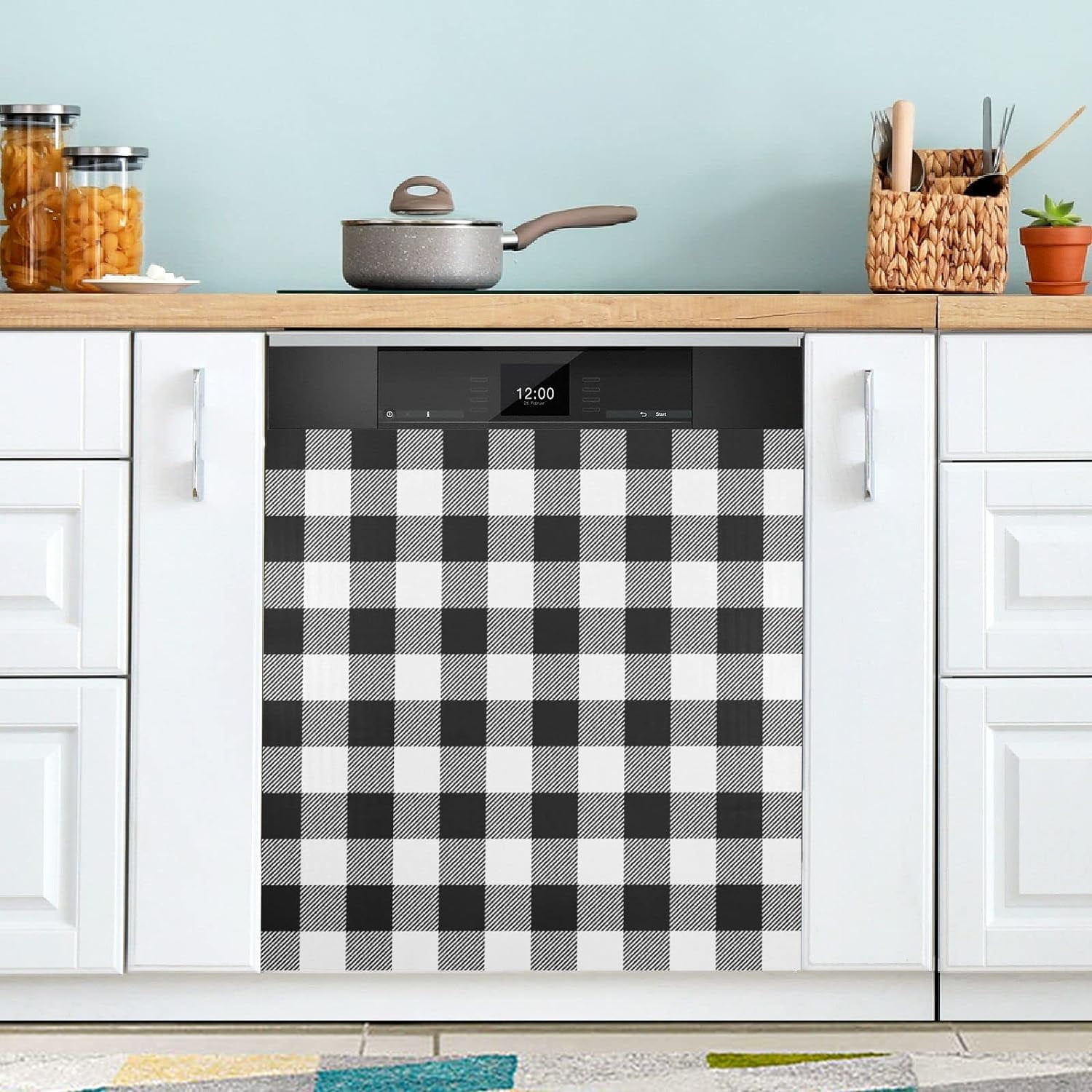 GZHJMY Black and White Buffalo Plaid Dishwasher Magnet Cover, Kitchen ...