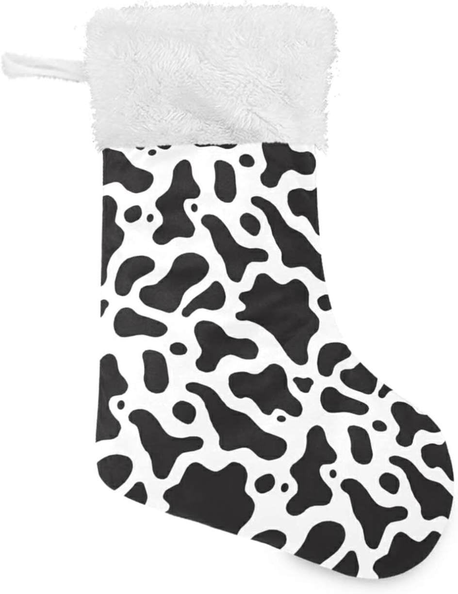 GZHJMY Black & White Cow Print Christmas Stockings, Personalized Large ...
