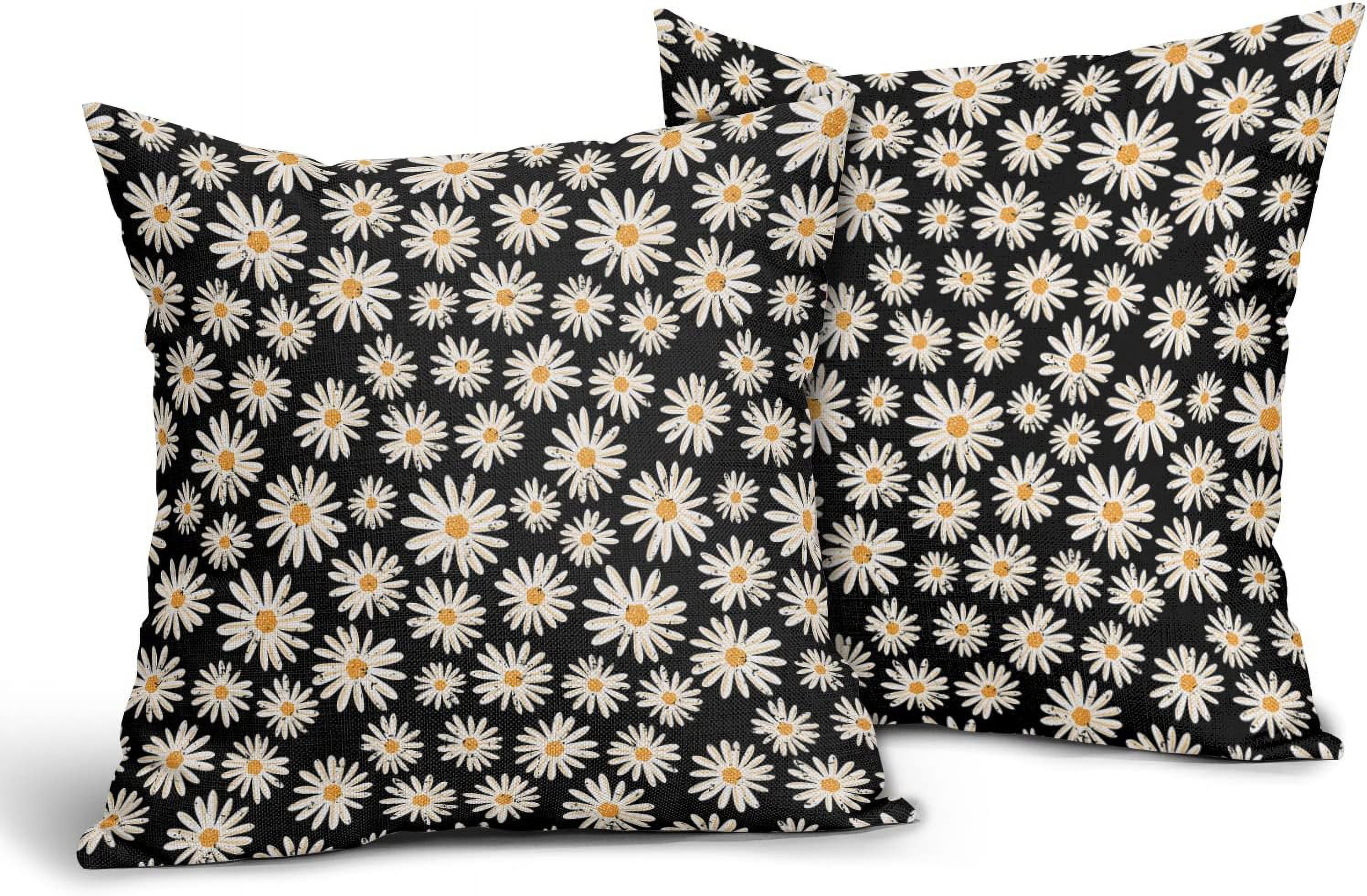 GZHJMY Black White Daisy Pillow Covers - Floral Daisies Throw Pillow ...