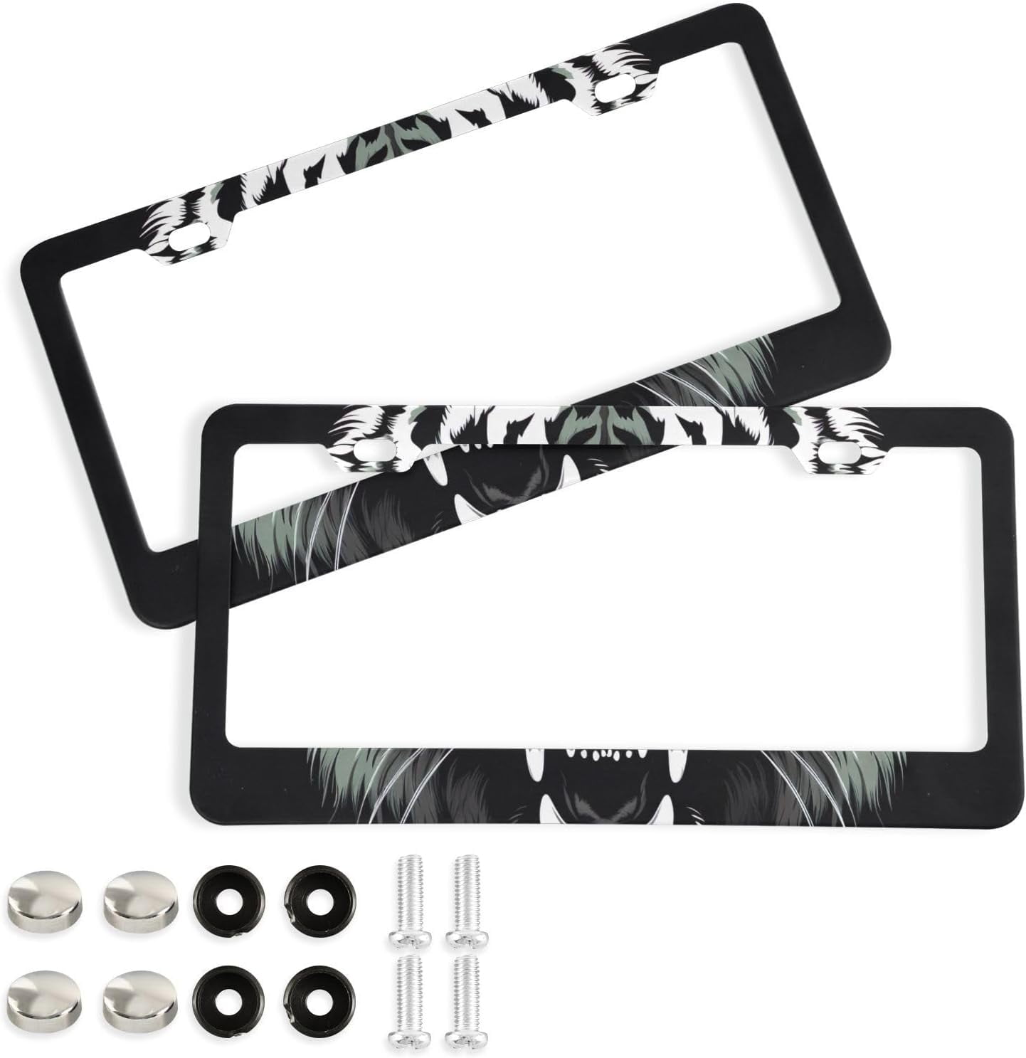 GZHJMY Black & White Tiger License Plate Frames 2 Pack Aluminum License ...