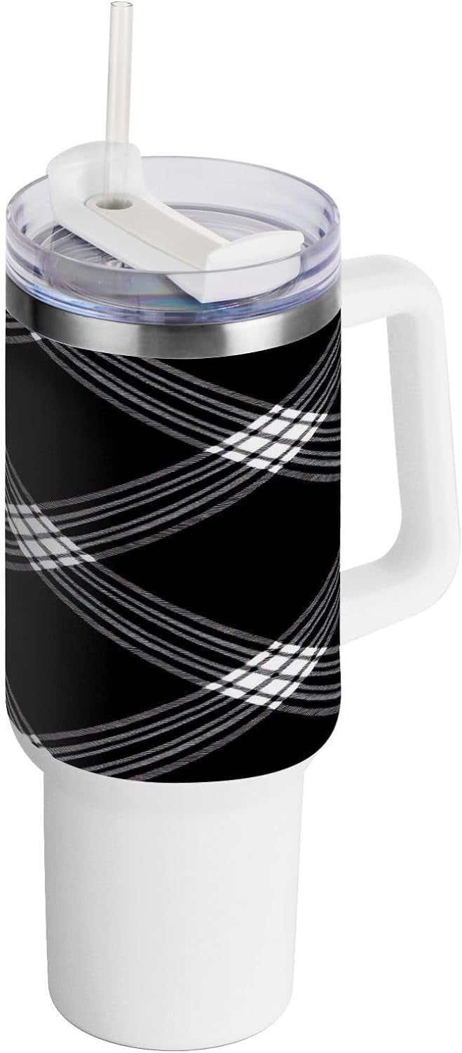 GZHJMY Black and White Checkered Pattern Stainless Steel Vacuum ...