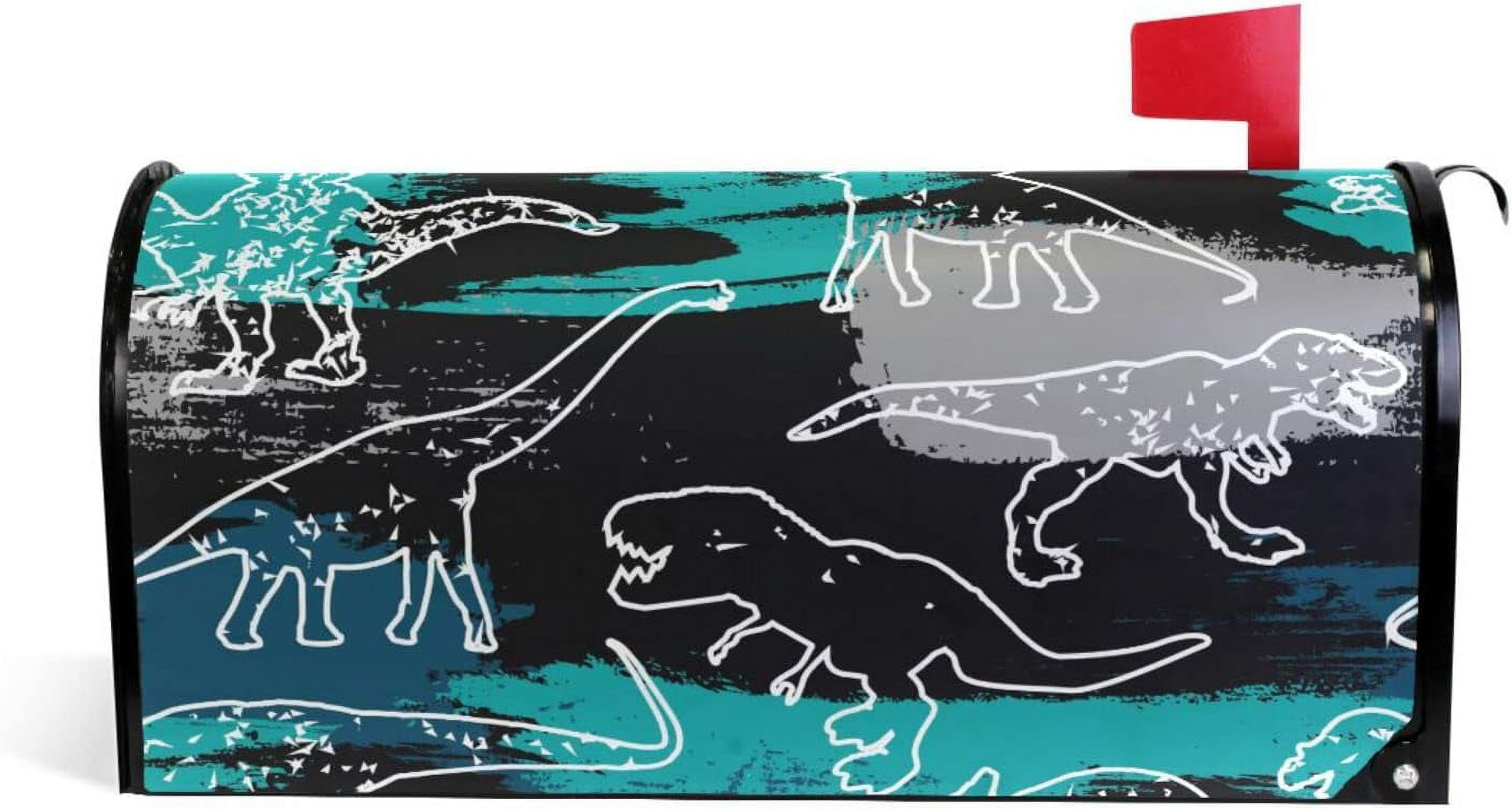GZHJMY Blue Cute Dino Dinosaur Magnetic Mailbox Cover Standard Size ...