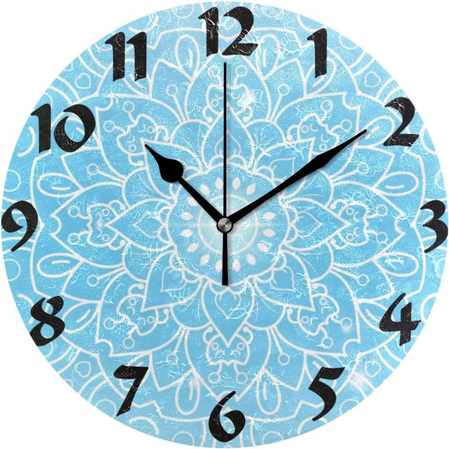 GZHJMY Blue Flower Mandala Wall Clock,Silent Non Ticking 10 Inch ...