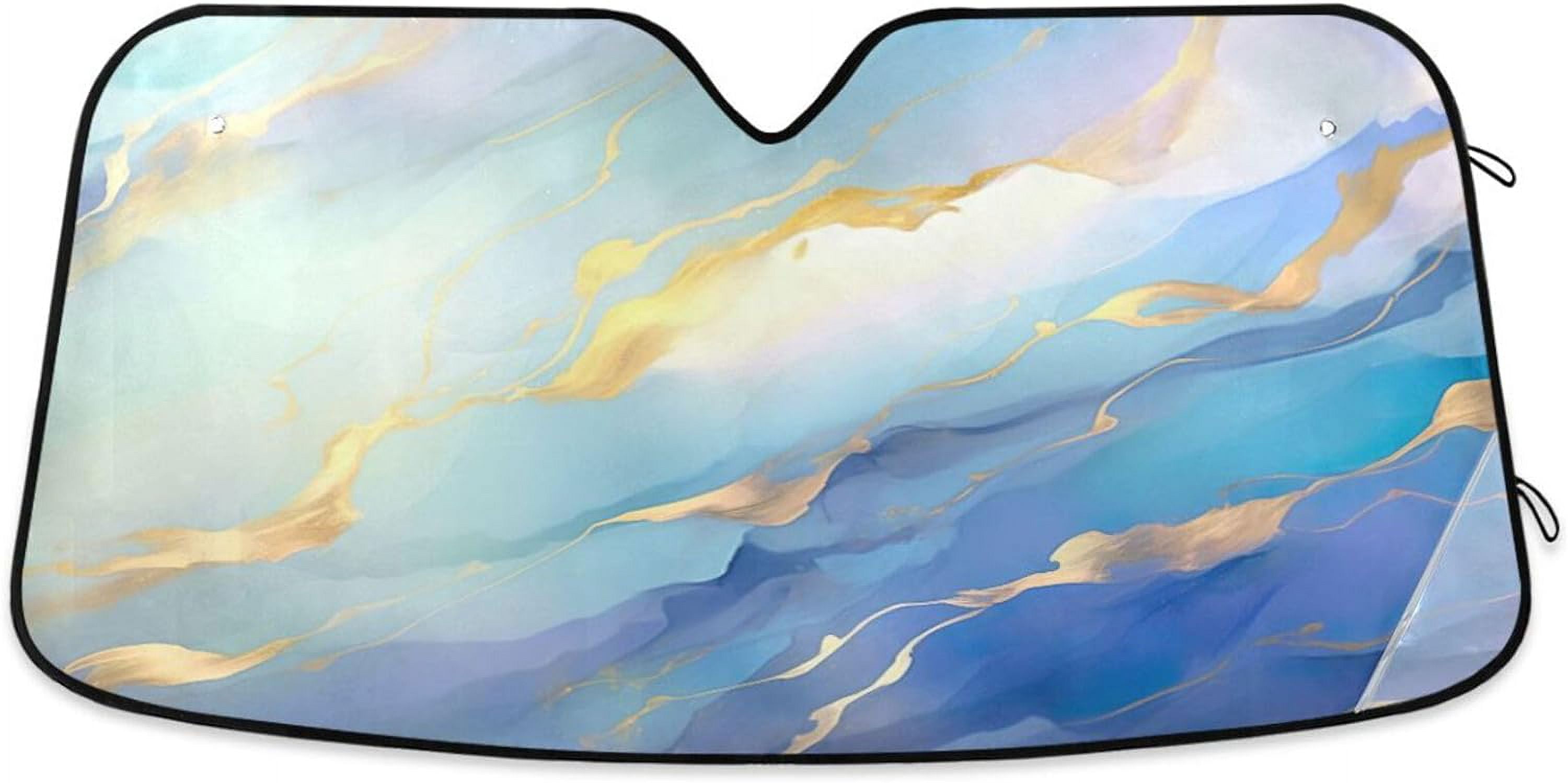 GZHJMY Blue Gold Marble Car Windshield Sun Shade Foldable Sun Shield ...