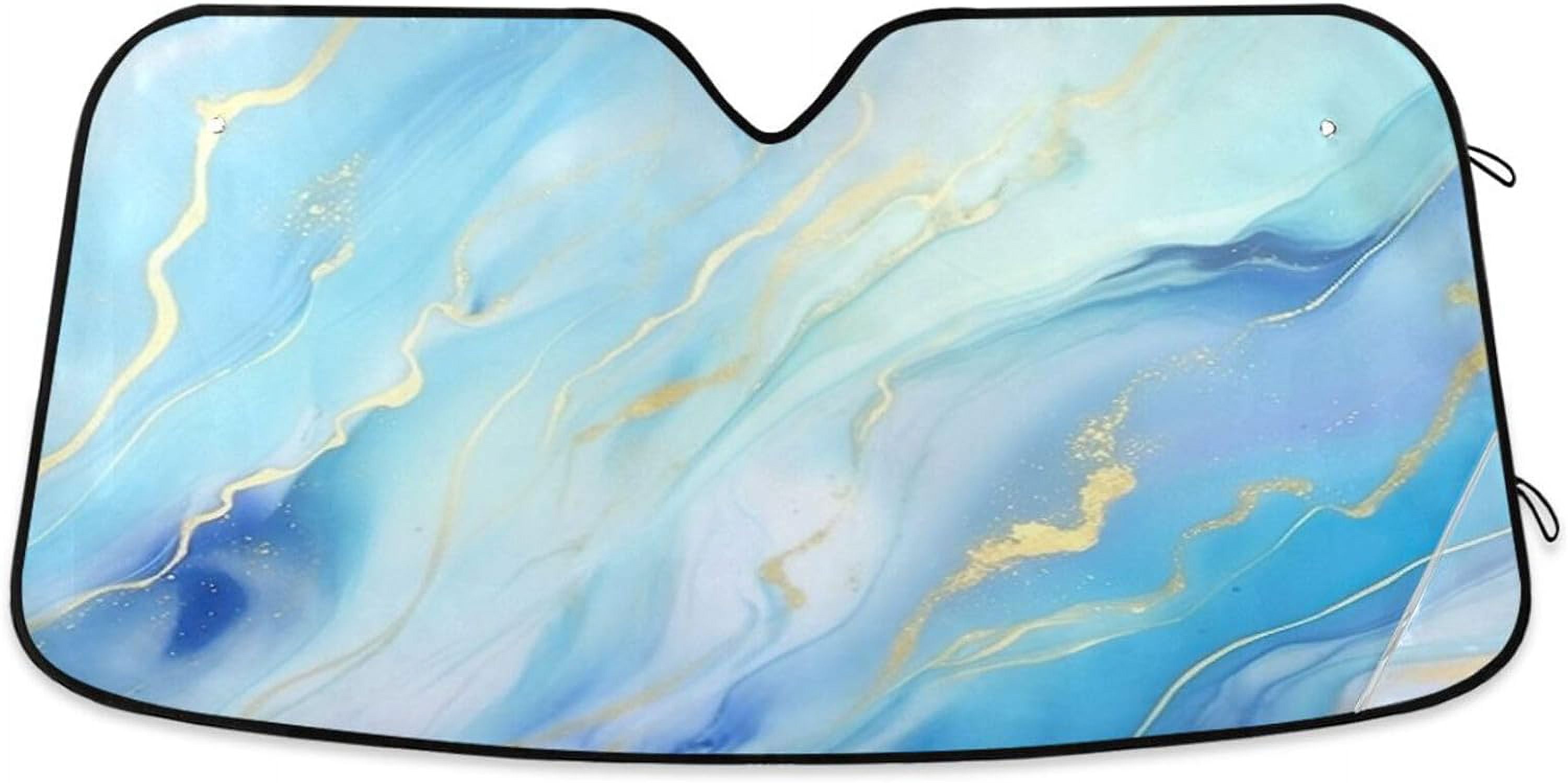 GZHJMY Blue Gold Marble Car Windshield Sun Shade Foldable Sun Shield ...