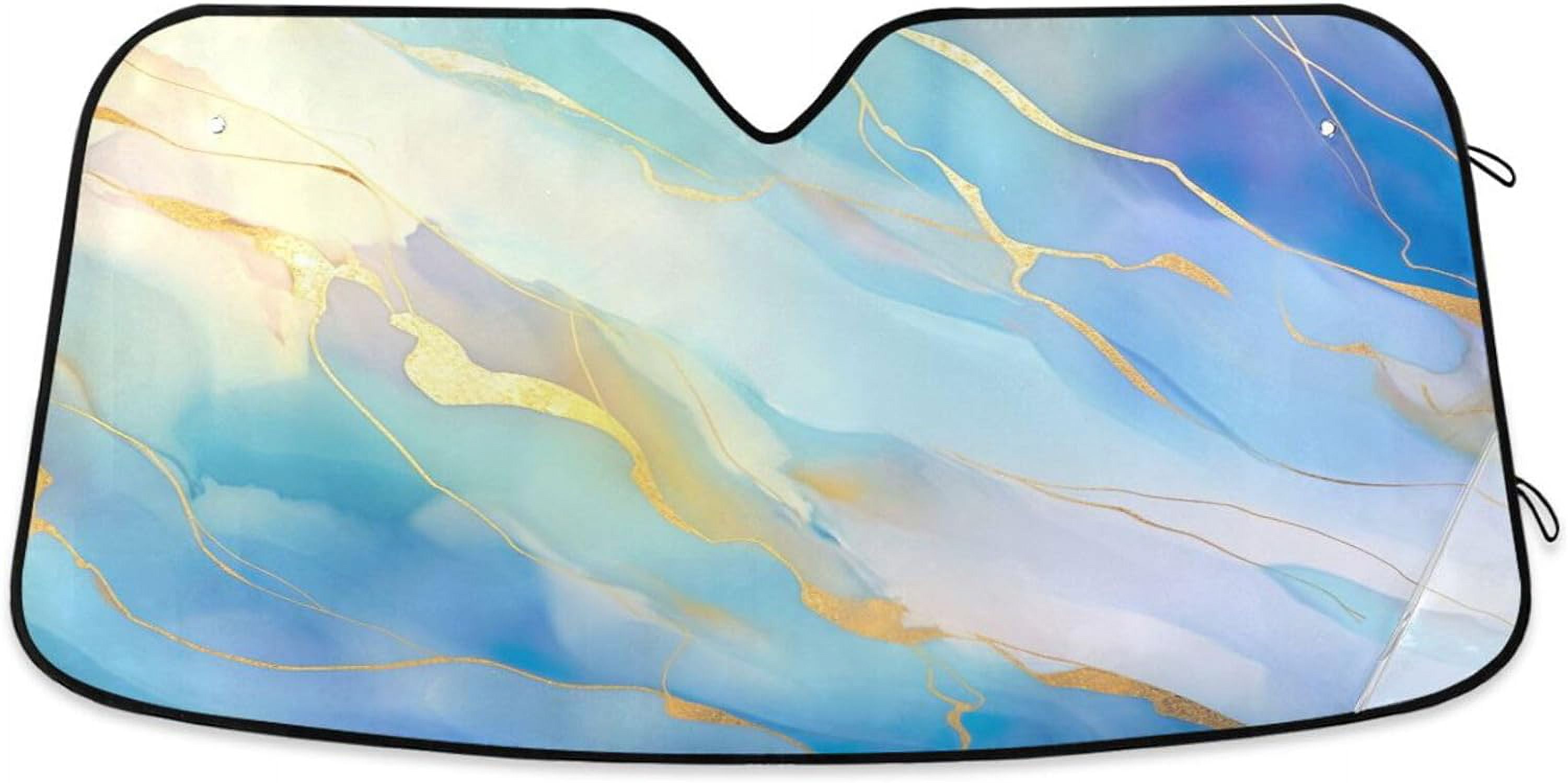 GZHJMY Blue Gold Marble Car Windshield Sun Shade Foldable Sun Shield ...