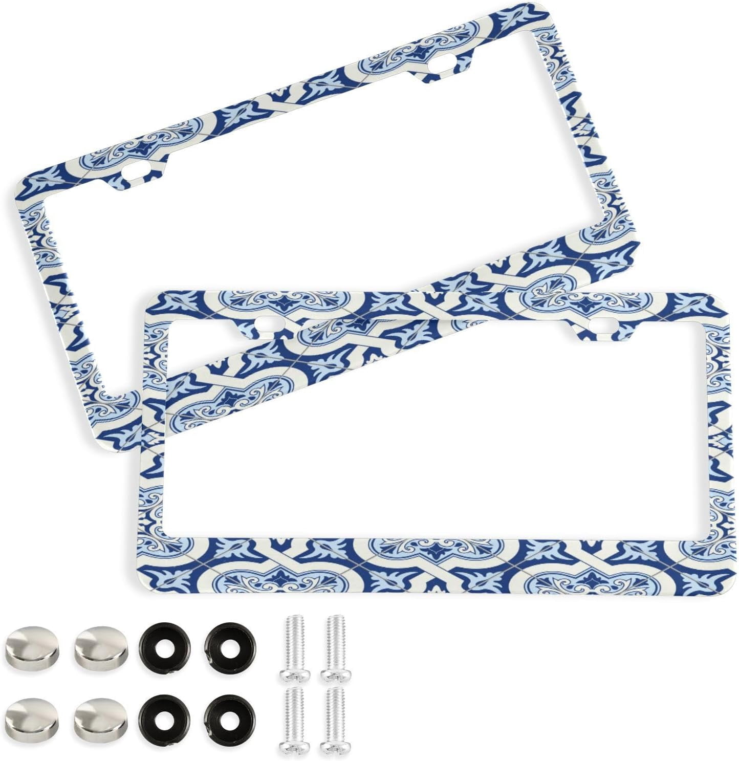 GZHJMY Blue Mandala Car License Plate Frame, 2 Pack Aluminum License ...
