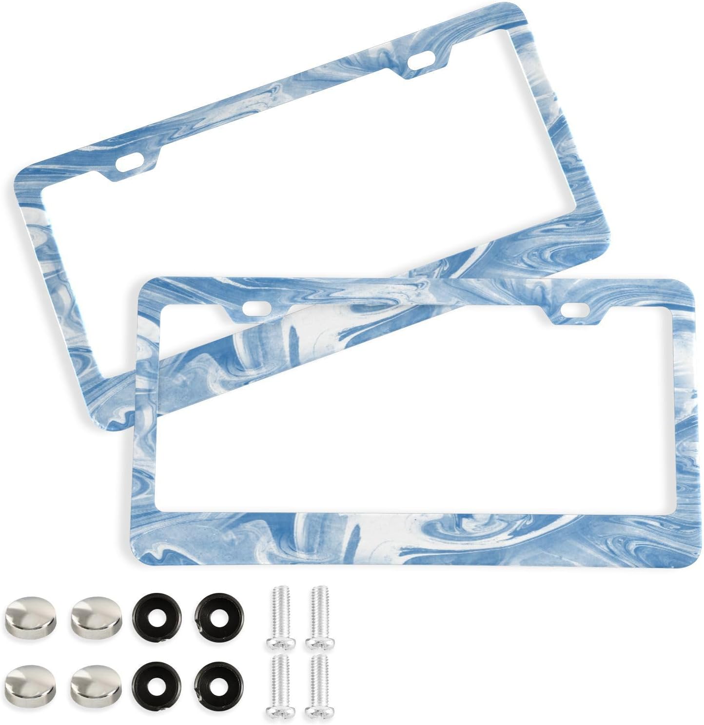 GZHJMY Blue Marble Car License Plate Frame, 2 Pack Aluminum License ...