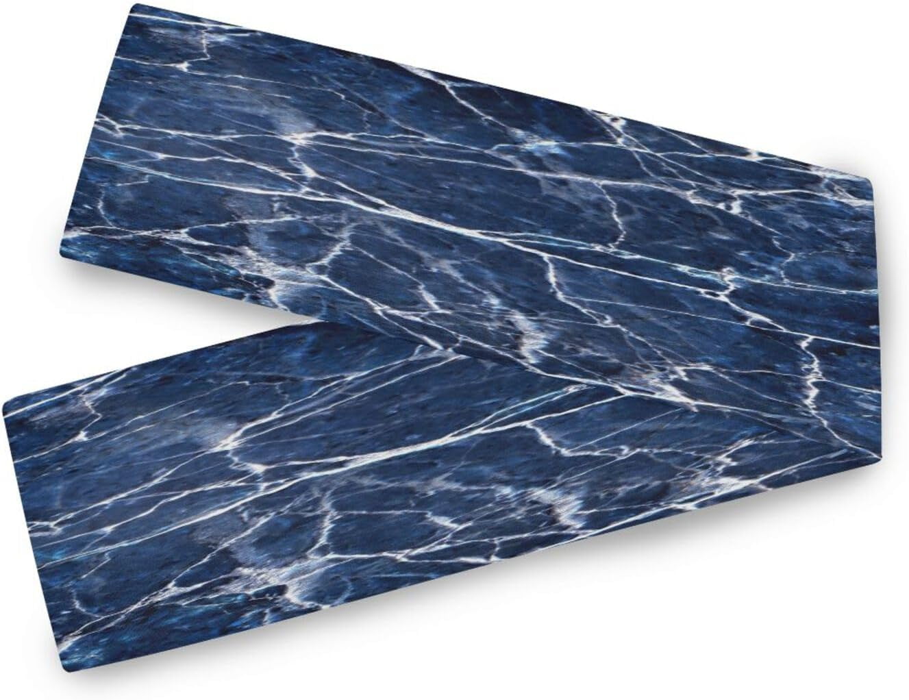 GZHJMY Blue Marble Texture Table Runner Machine Washable Polyester ...