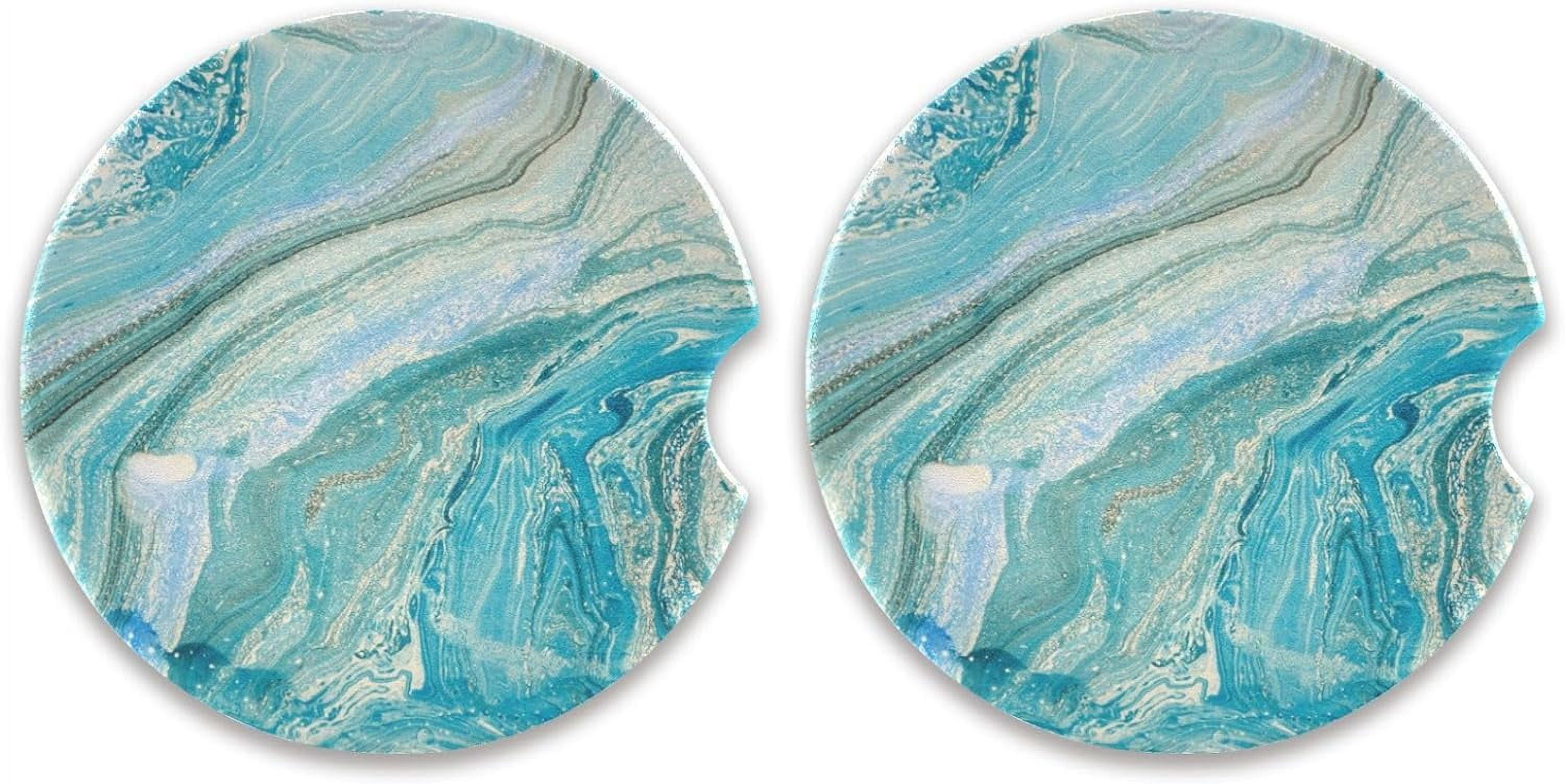 GZHJMY Blue Marbling Car Coasters 2 Pack Drinks Absorbent Ceramic Stone ...