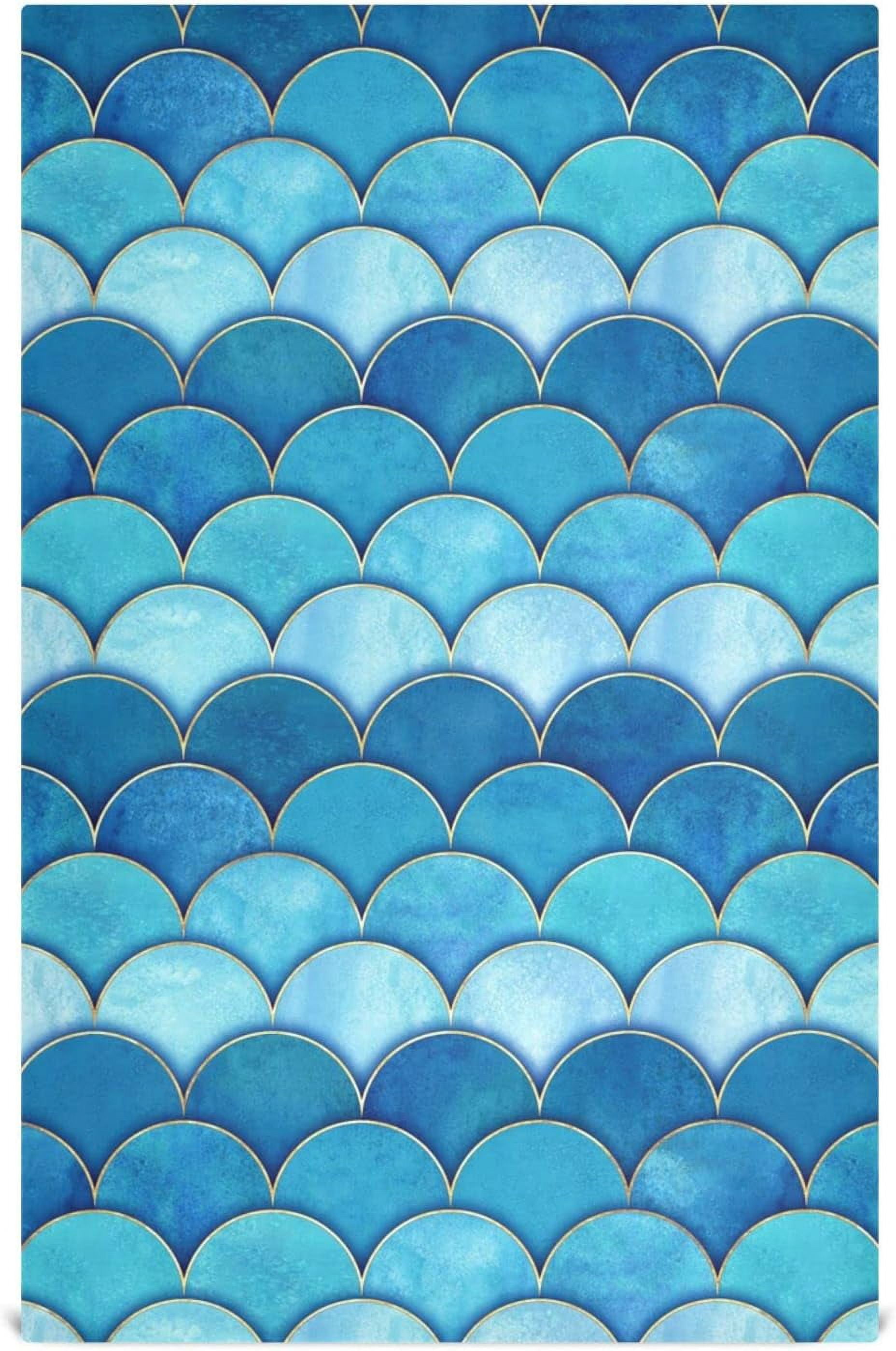 GZHJMY Blue Mermaid Fish Scale Wave Kitchen Towel, Dish Towels Quick ...