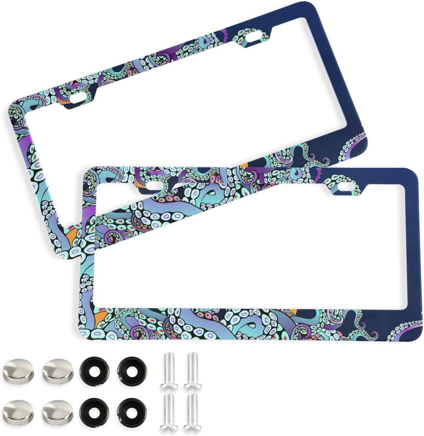 GZHJMY Blue Octopus Tentacles License Plate Frames for Women Men 2 Pcs ...