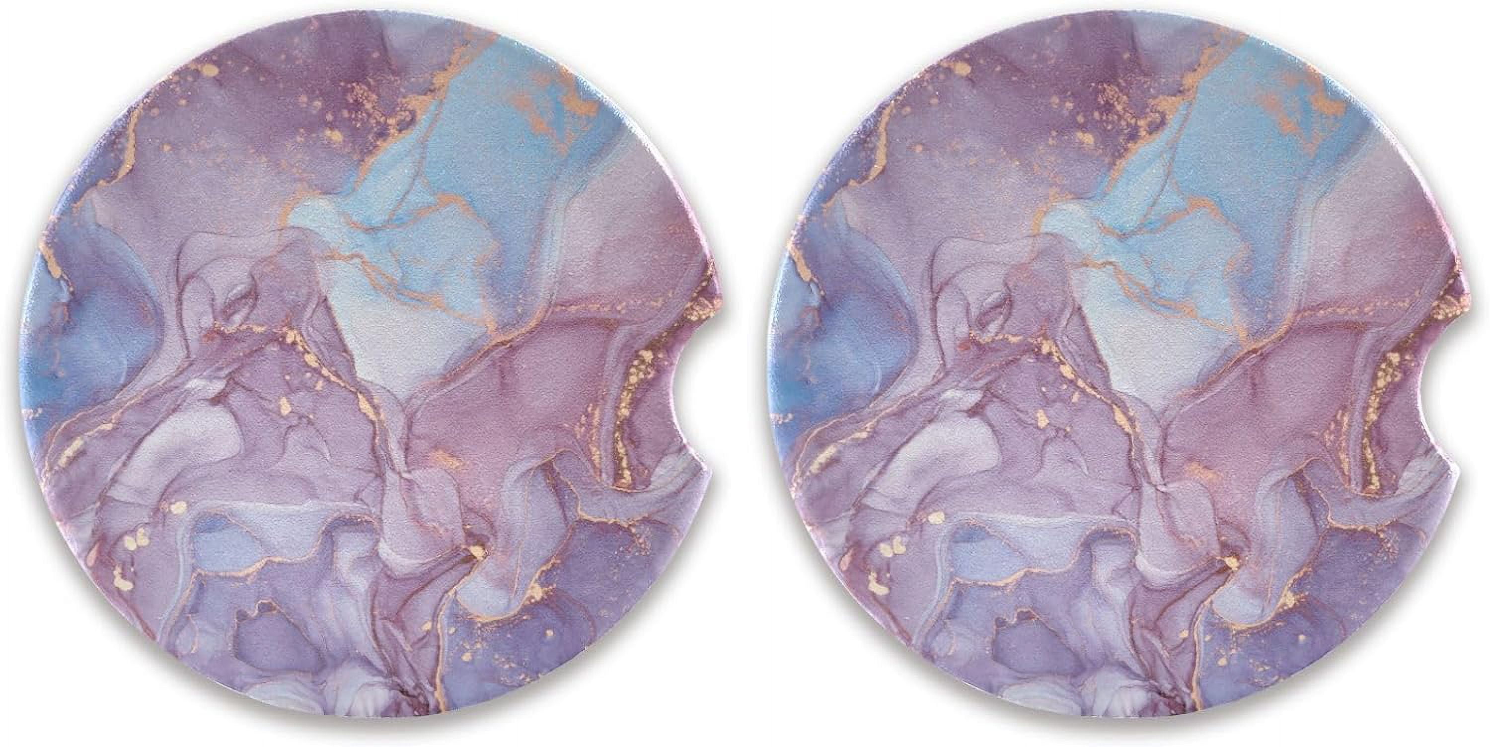 GZHJMY Blue Purple Marble Texture Car Coasters 2 Pack Drinks Absorbent ...