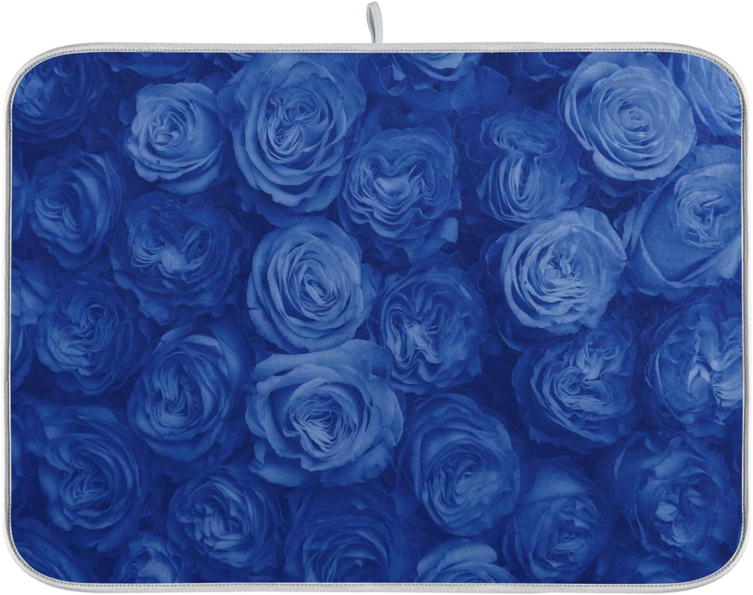 GZHJMY Blue Roses Floral Dish Drying Mat for Kitchen Counter,Super ...