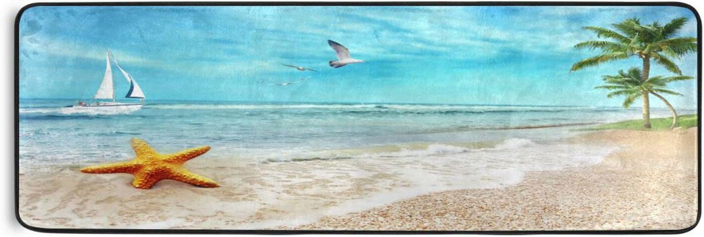 GZHJMY Blue Sea Ocean Beach Area Rug - 2' x 6' Washable Runner Rugs ...