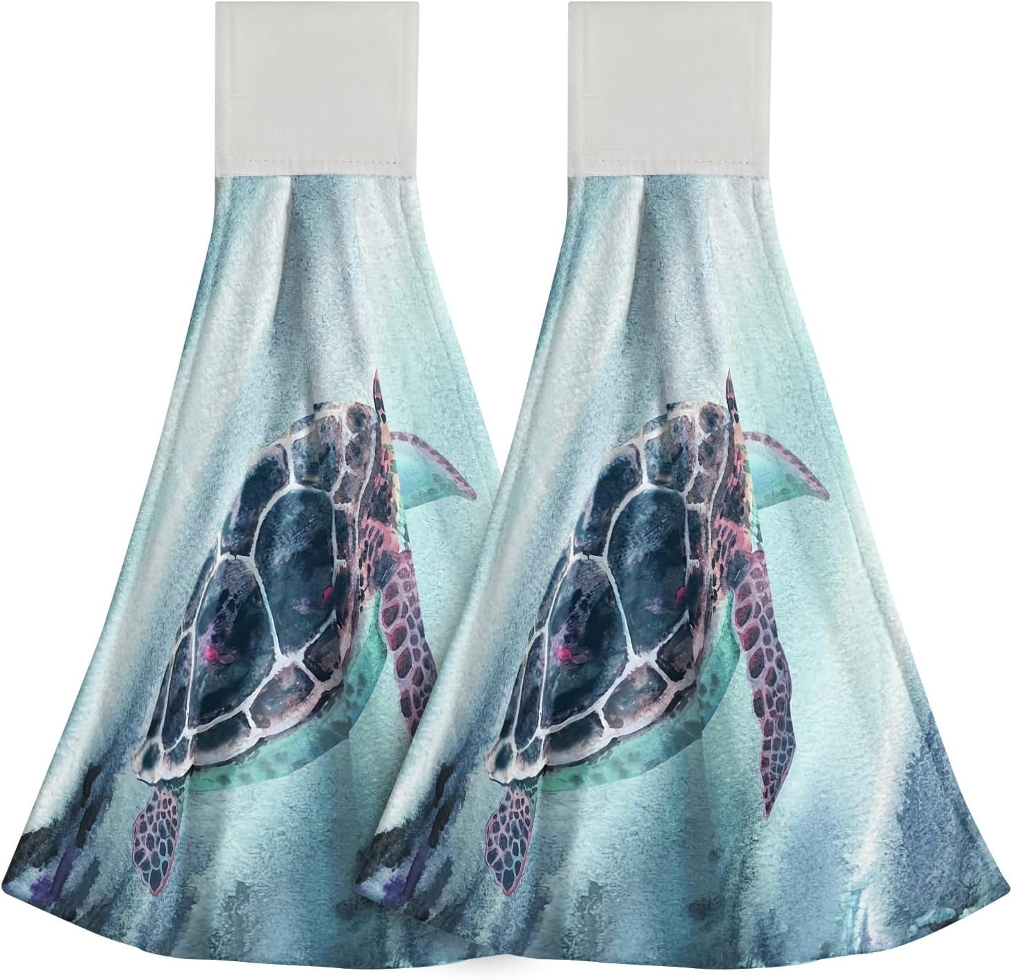 GZHJMY Blue Sea Turtle Hanging Kitchen Towels 2 Pack Watercolor ...