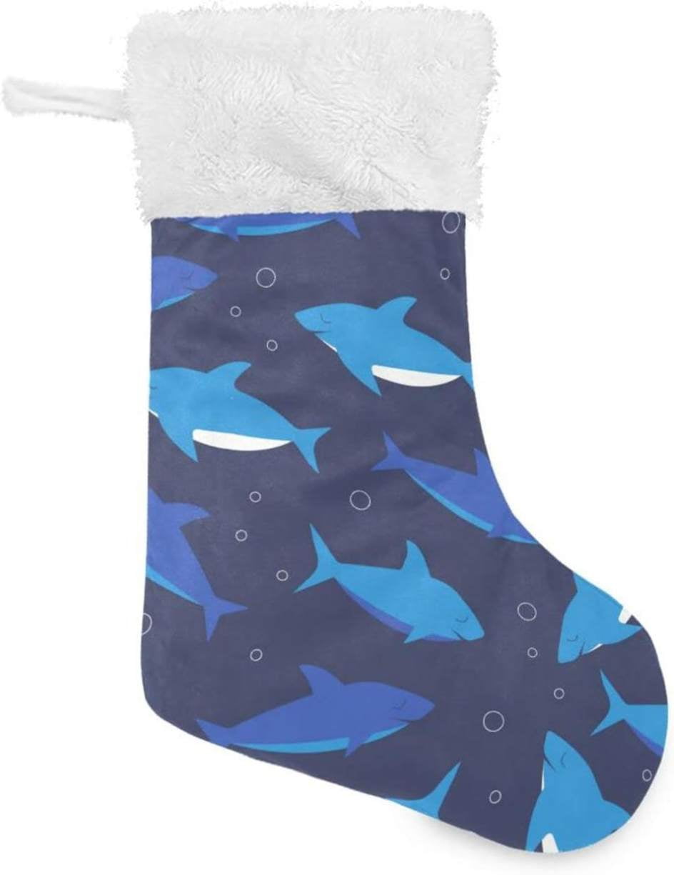 GZHJMY Blue Swiming Shark Christmas Stockings, Personalized Large ...